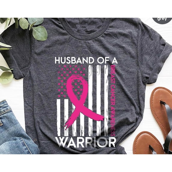 Breast Cancer Awareness Vneck TShirt USA Flag Graphic Tees Cancer ...