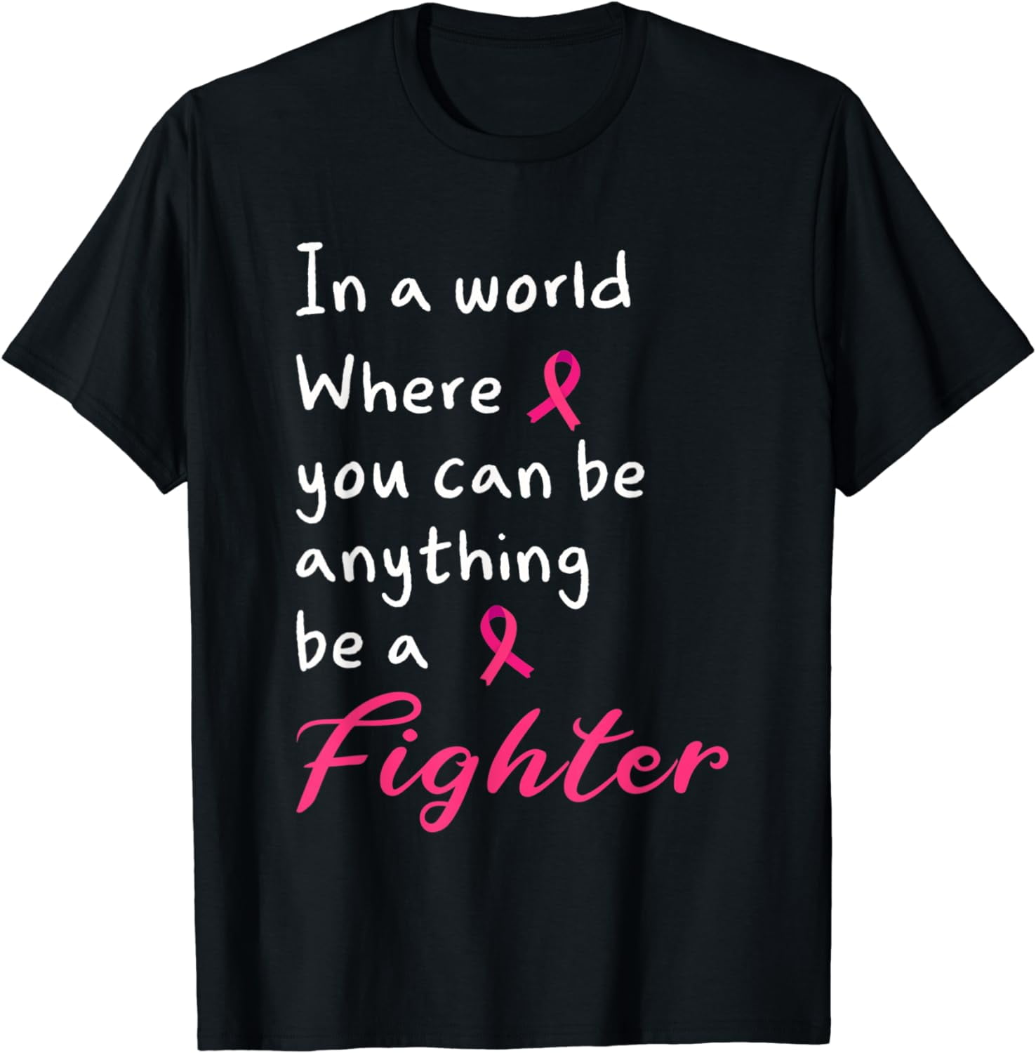 Breast Cancer Awareness Women Girl Cure Pink Ribbon Chemo T-Shirt ...