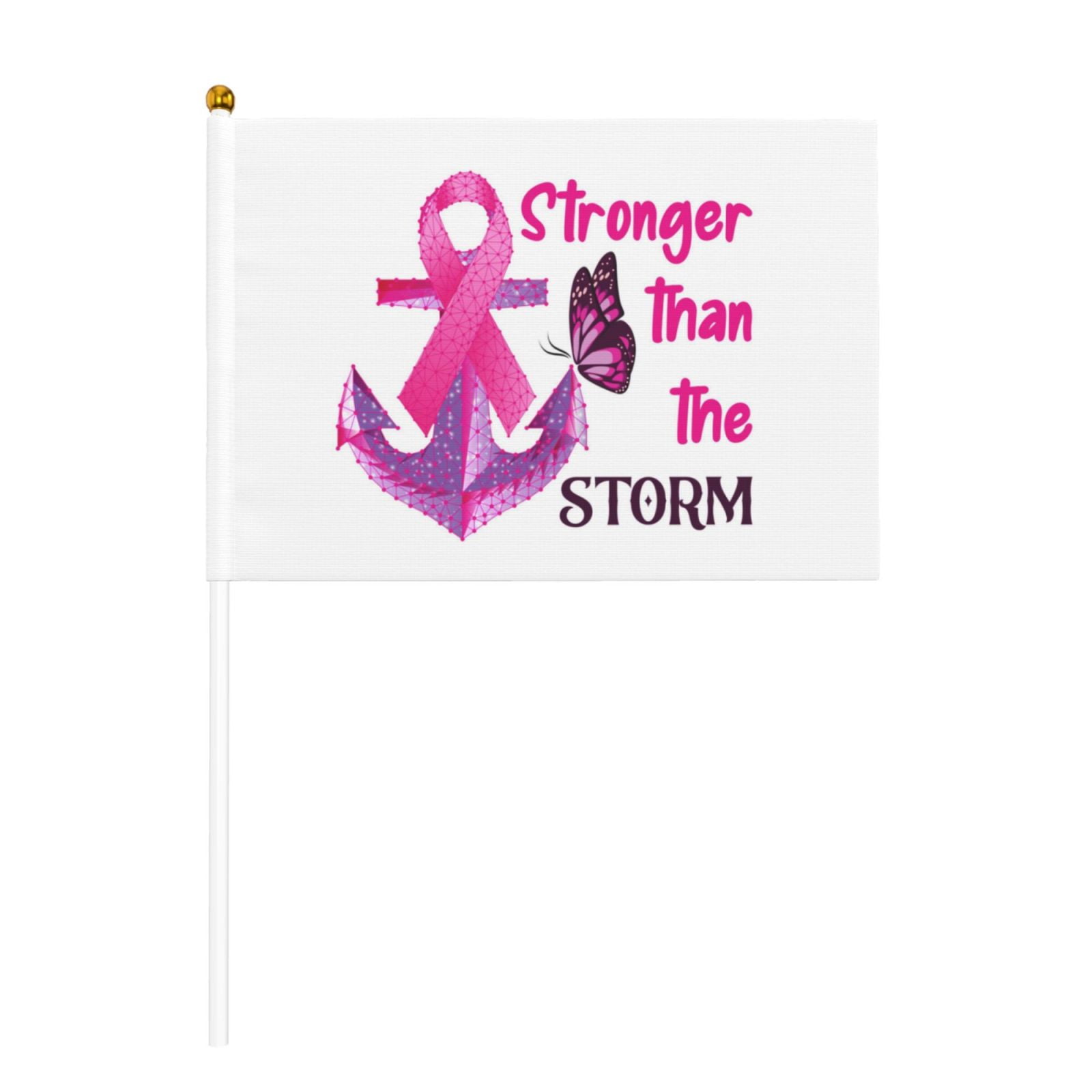 Breast Cancer Awarenesshand Held Small Mini Stick Flags Decorations ...