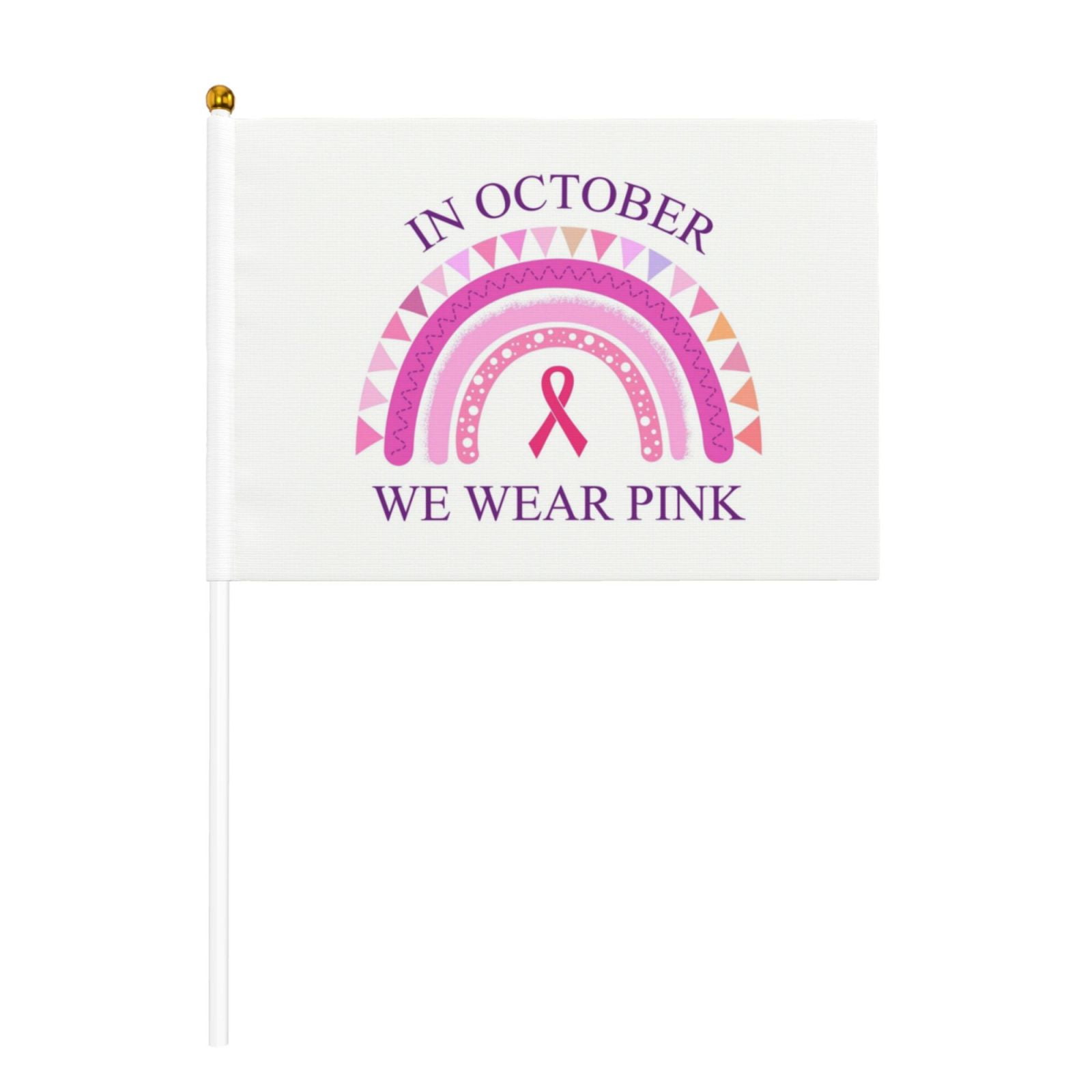 Breast Cancer Awarenesshand Held Small Mini Stick Flags Decorations ...