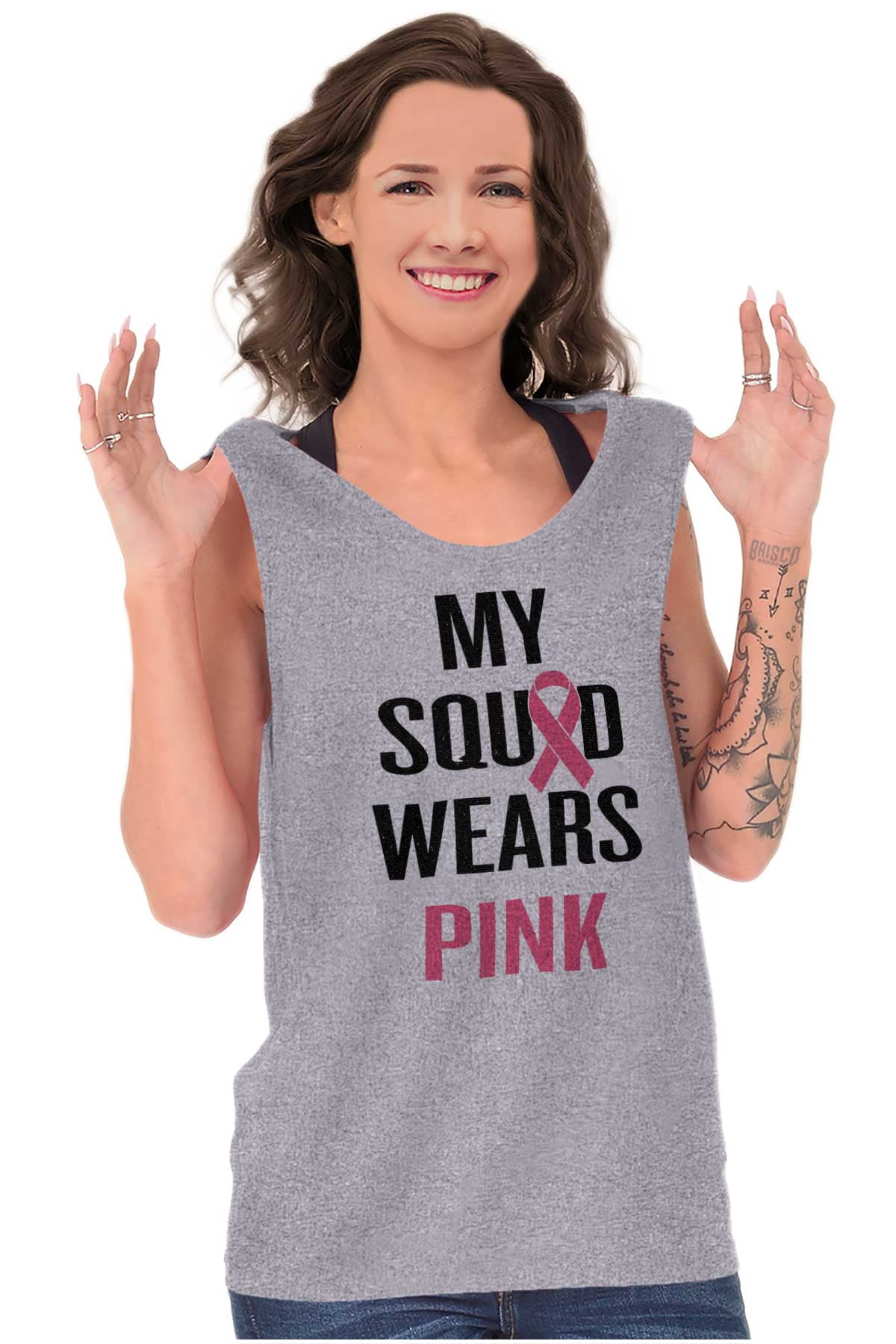 Breast Cancer BCA My Squad Wears Pink Tank Top Tee Shirt Women Brisco ...