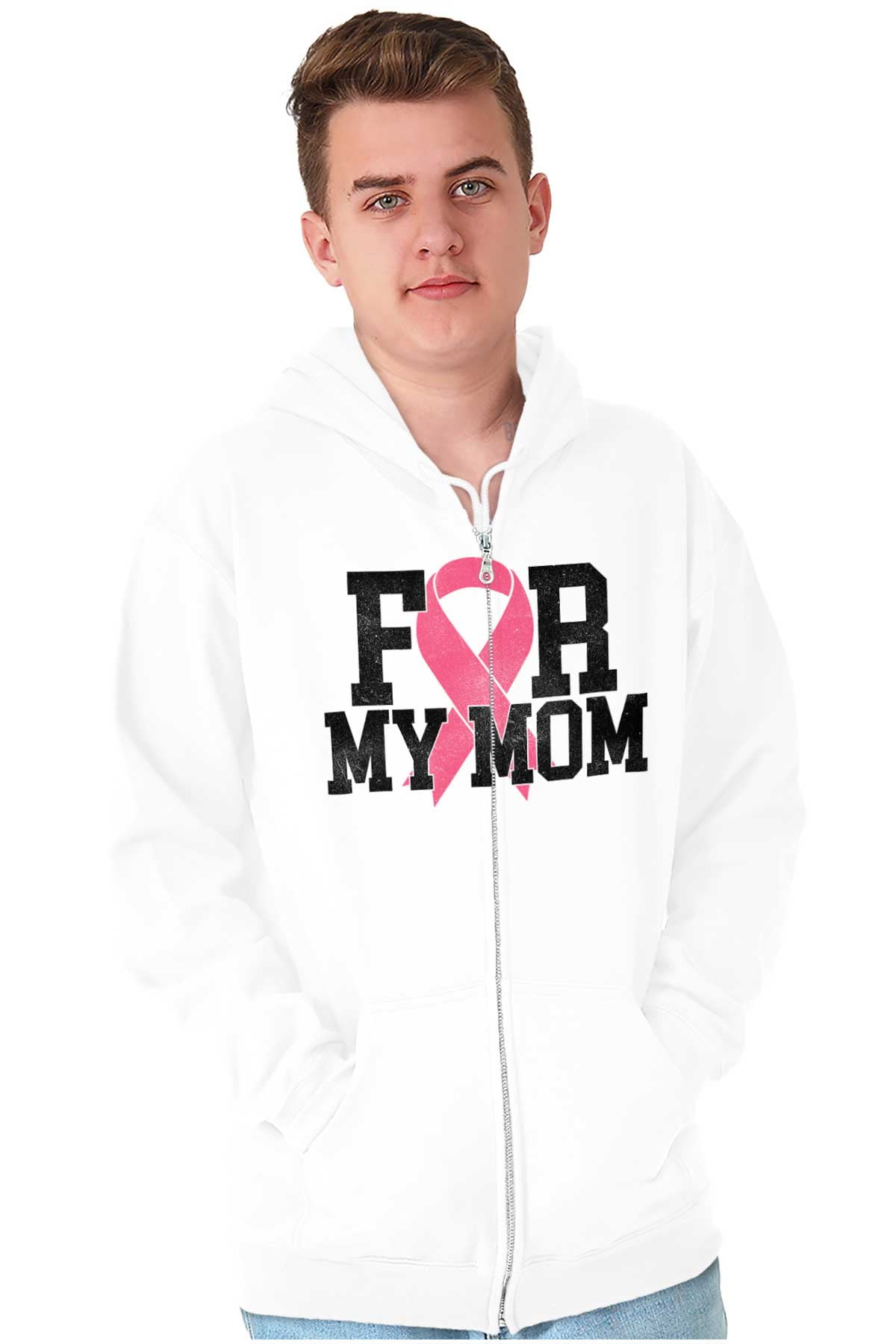 Breast Cancer BCA Pink Ribbon for Mom Unisex Plus Size Zip Hoodie ...