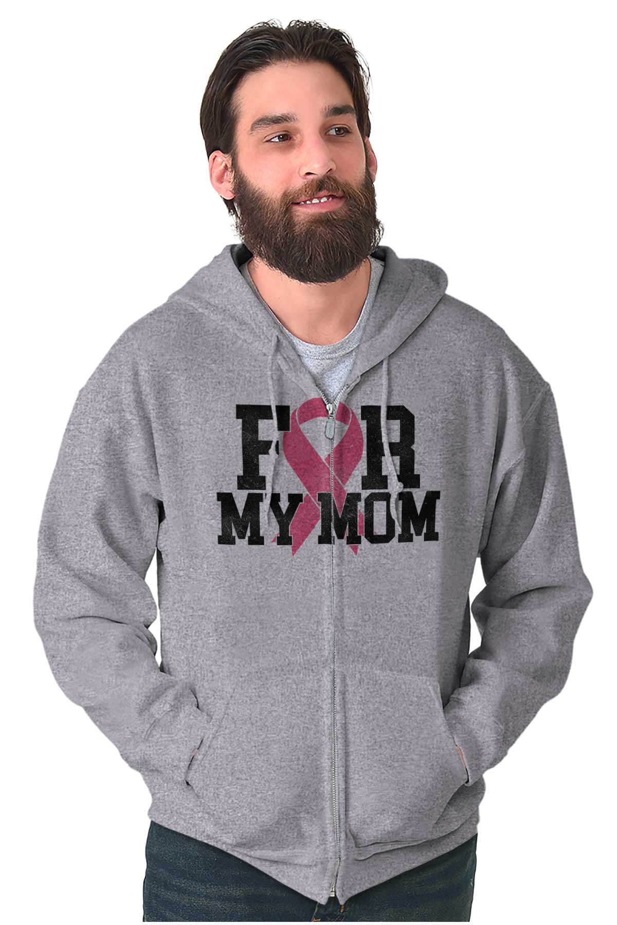 Breast Cancer BCA Pink Ribbon for Mom Zip Up Hoodie Men's Women's ...