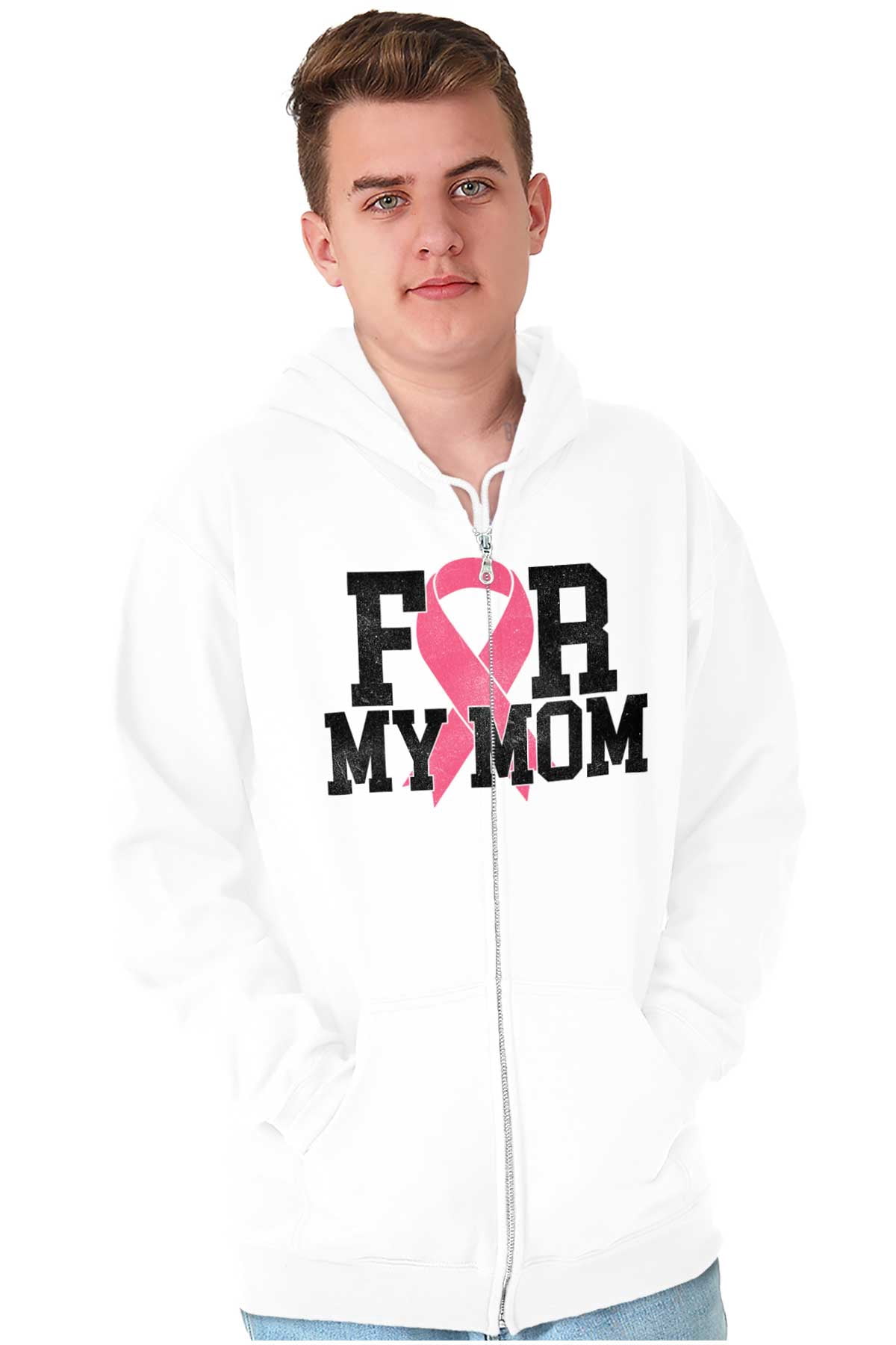 Breast Cancer BCA Pink Ribbon for Mom Zip Up Hoodie Men's Women's ...