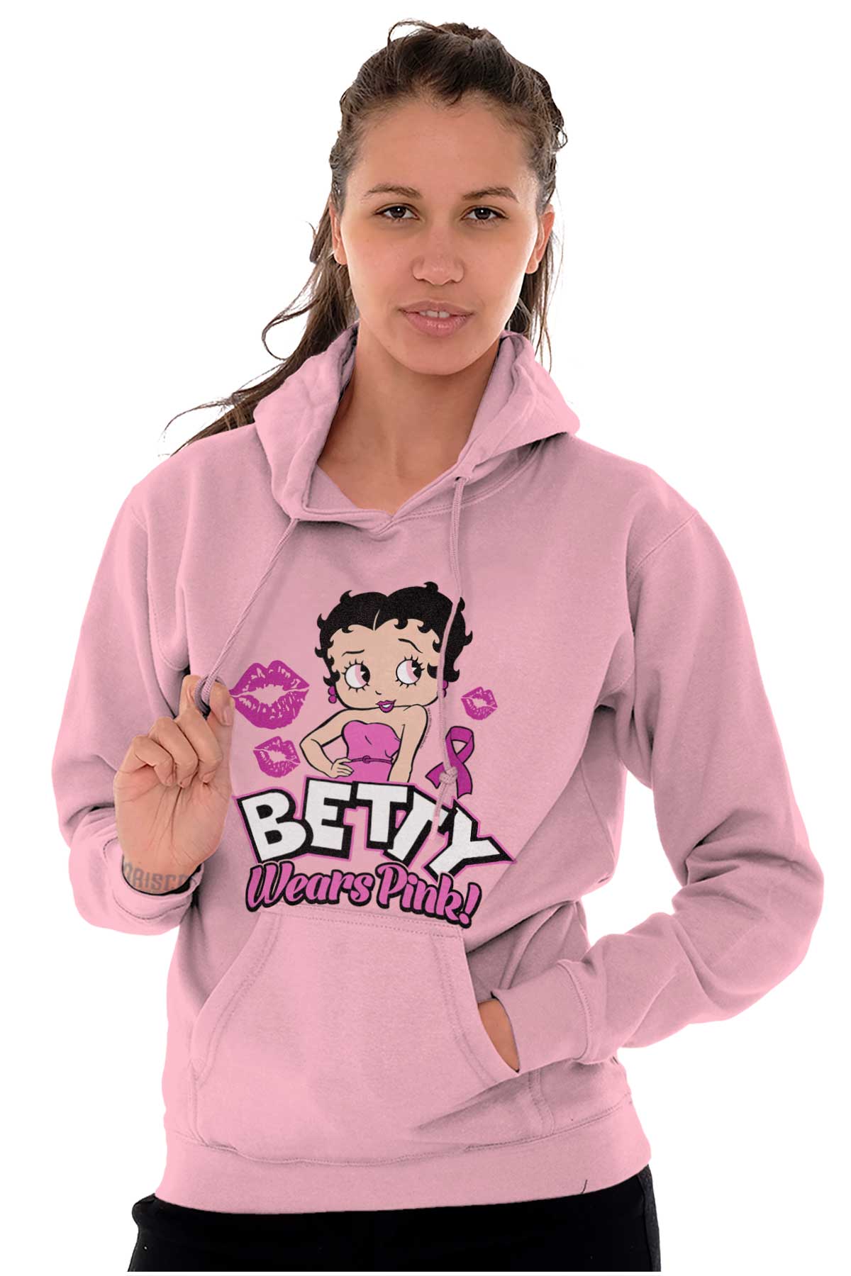 Breast Cancer Betty Wears Pink Ribbon Hoodie Sweatshirt Women Brisco ...