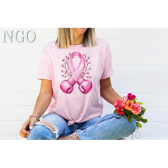 Breast Cancer Boxing Gloves Shirt,Pink Ribbon Shirt,Fight Breast Cancer ...