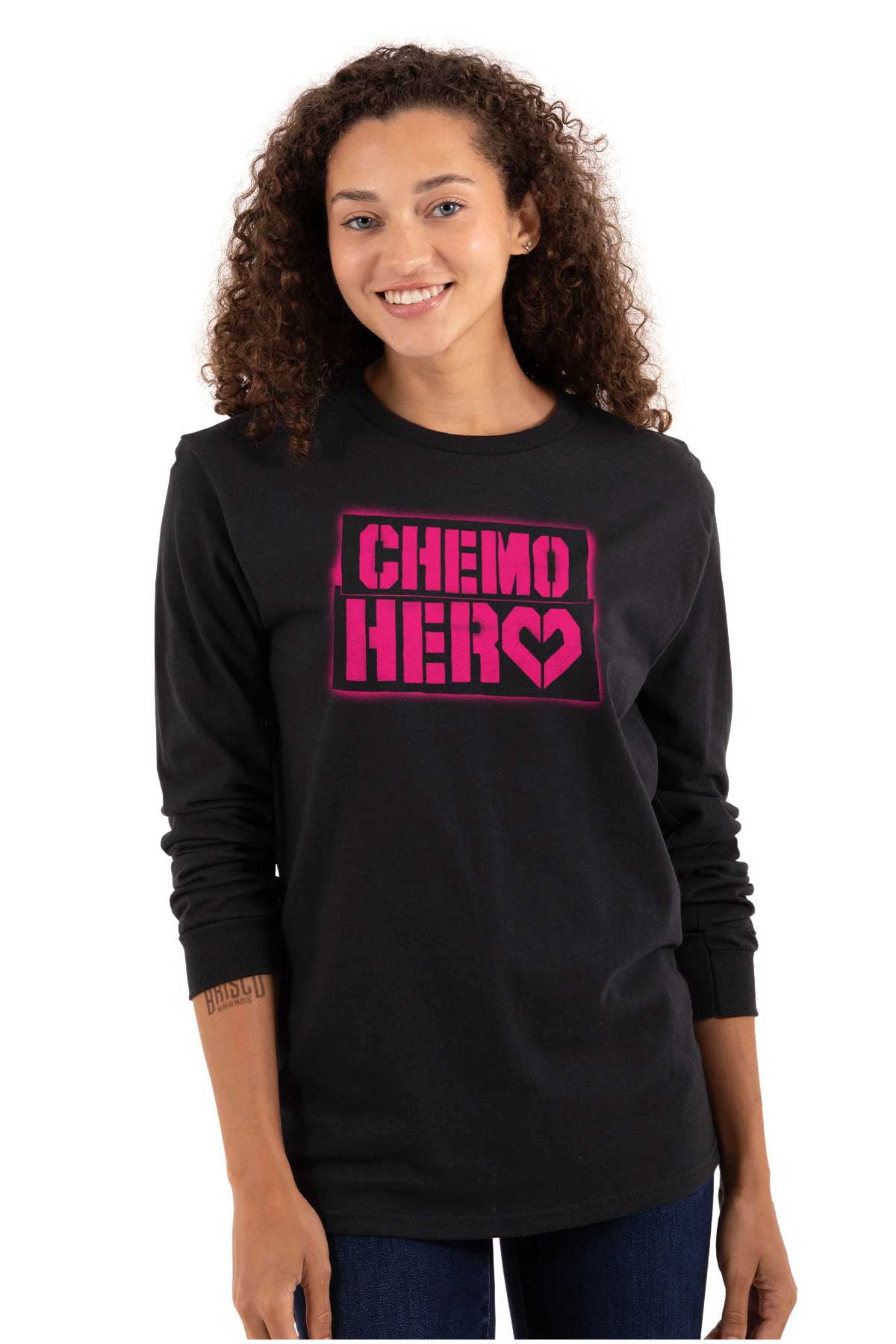Breast Cancer Chemo Hero BCA Heart Women's Long Sleeve T Shirt Brisco ...