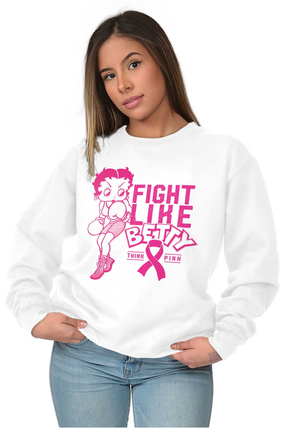 Breast Cancer Fight Like Betty Boop Women Plus Size Sweatshirt Brisco ...