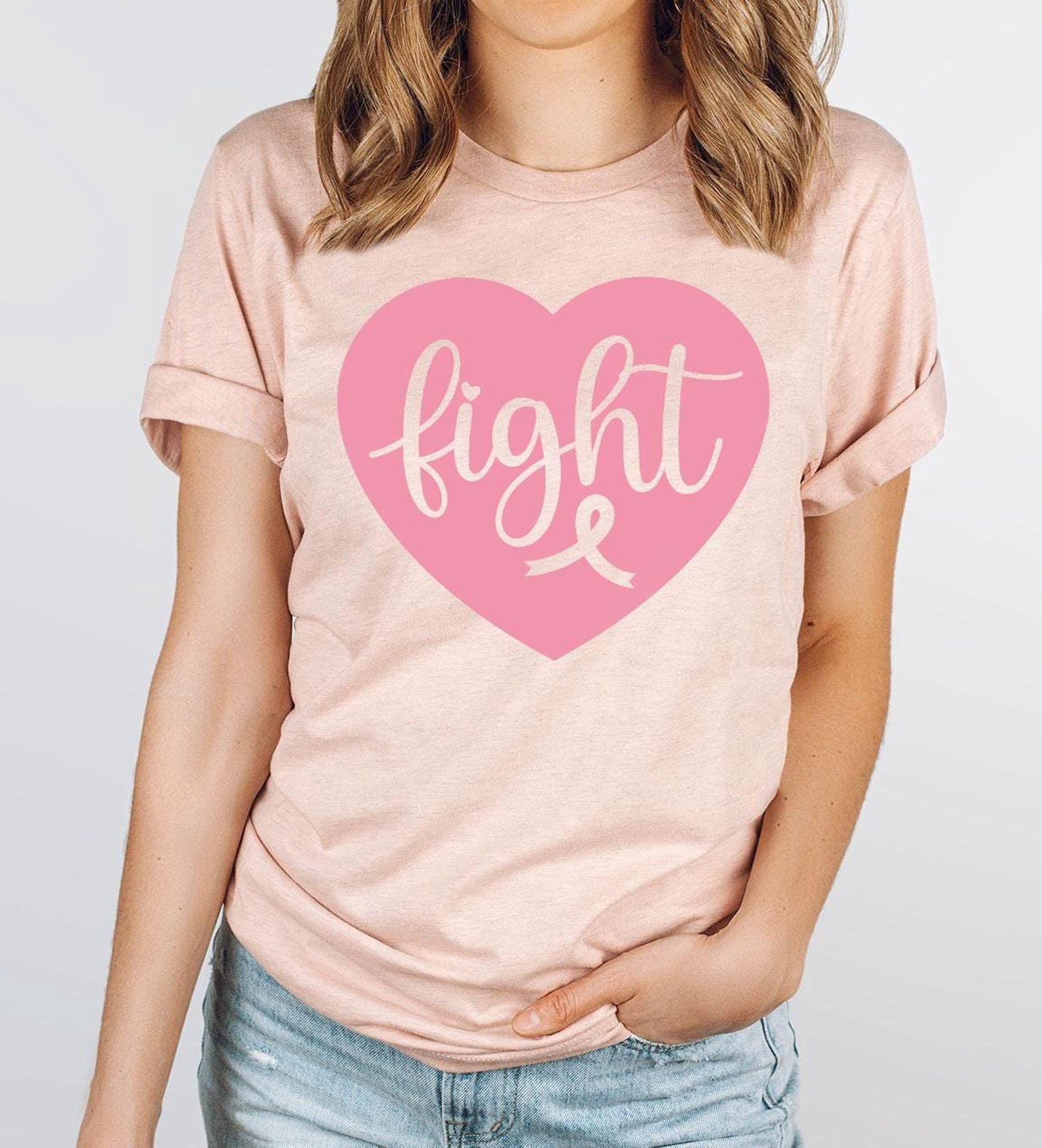Breast Cancer Fight Shirt Heart Graphic Tee Breast Cancer Shirt Breast ...