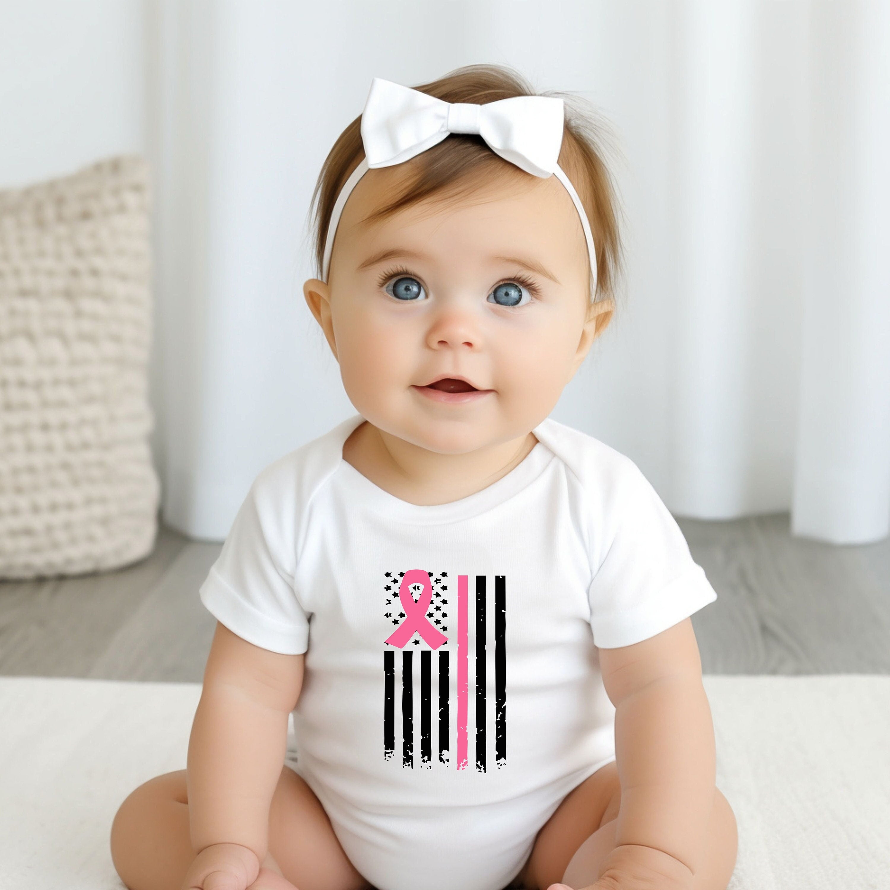 Breast Cancer Flag Baby Bodysuit, Breast Cancer Awareness,Pink Ribbon ...