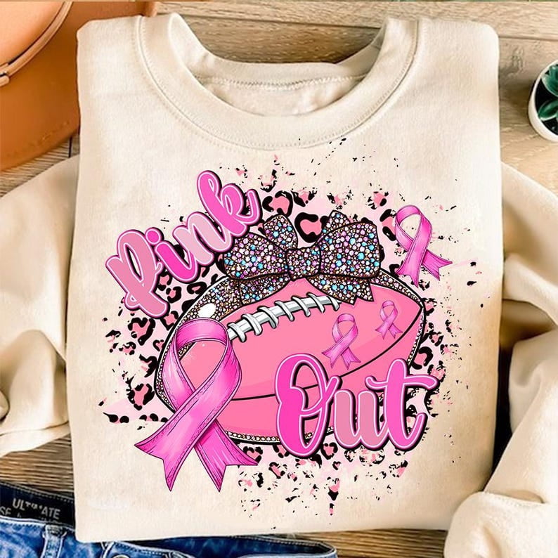 Breast Cancer Football Pink Out Sweatshirt, American Football Awareness ...