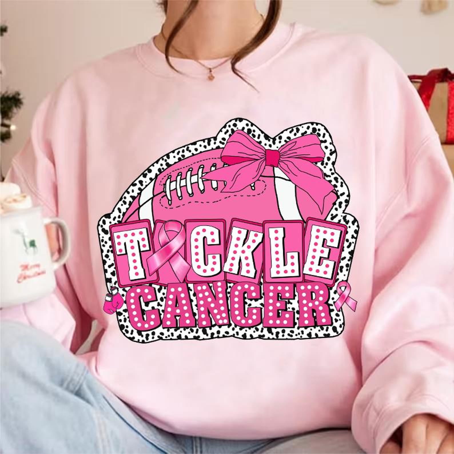 Breast Cancer Football Sweatshirt, Tackle Breast Cancer Pink Ribbon ...