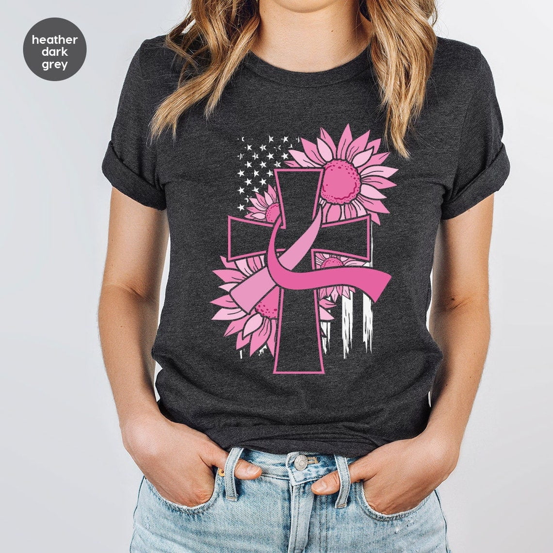 Breast Cancer Gift, Christian Shirt, Cancer Ribbon Graphic Tees, Faith ...