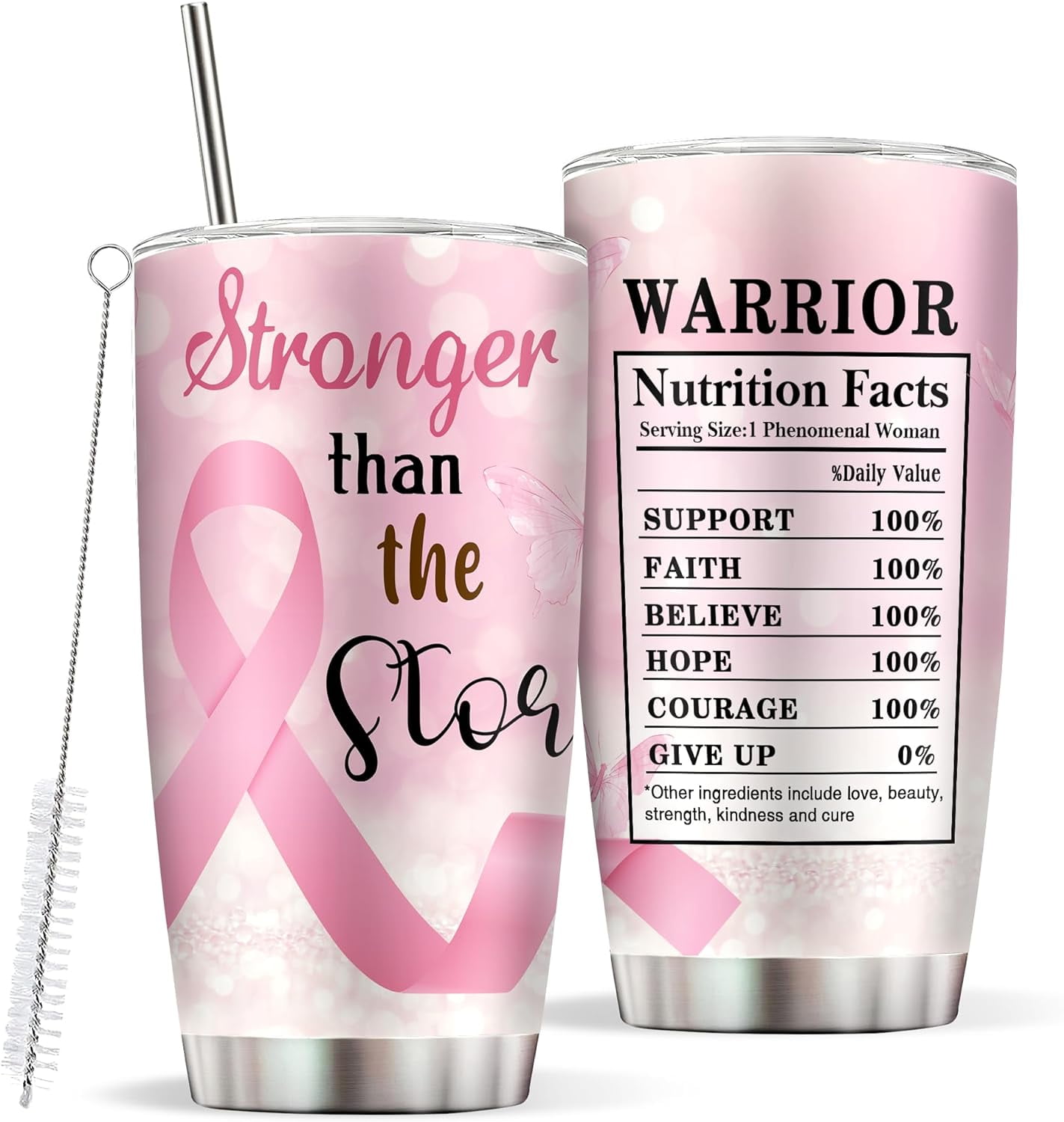 Breast Cancer Gifts for Women, Cancer Awareness Tumbler with Straw and ...