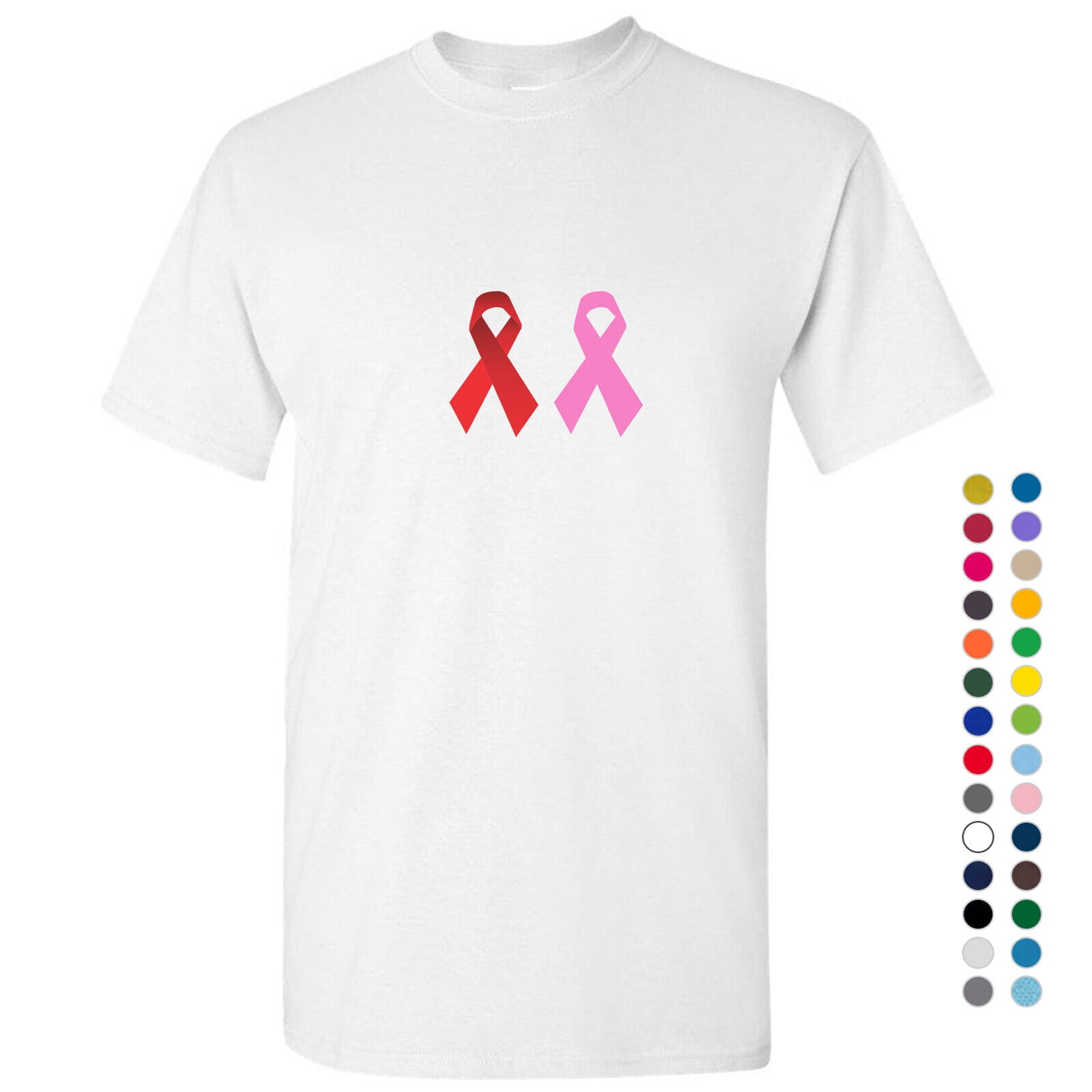 Breast Cancer HIV/AIDS Awareness Red Pink Ribbon Men T Shirt Tee Top S ...