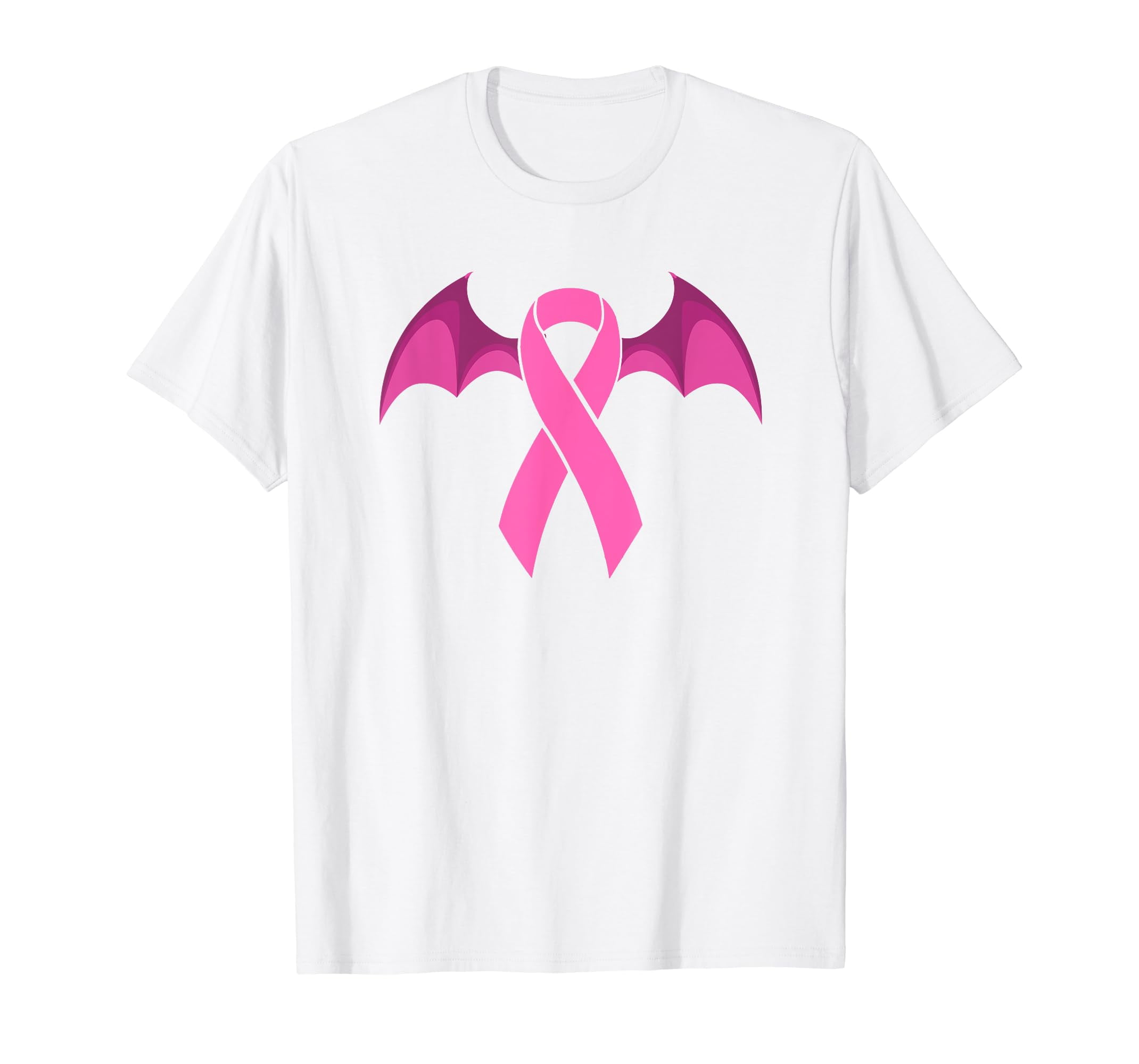 Breast Cancer Halloween - Bat Wings Awareness Ribbon White T-Shirt ...