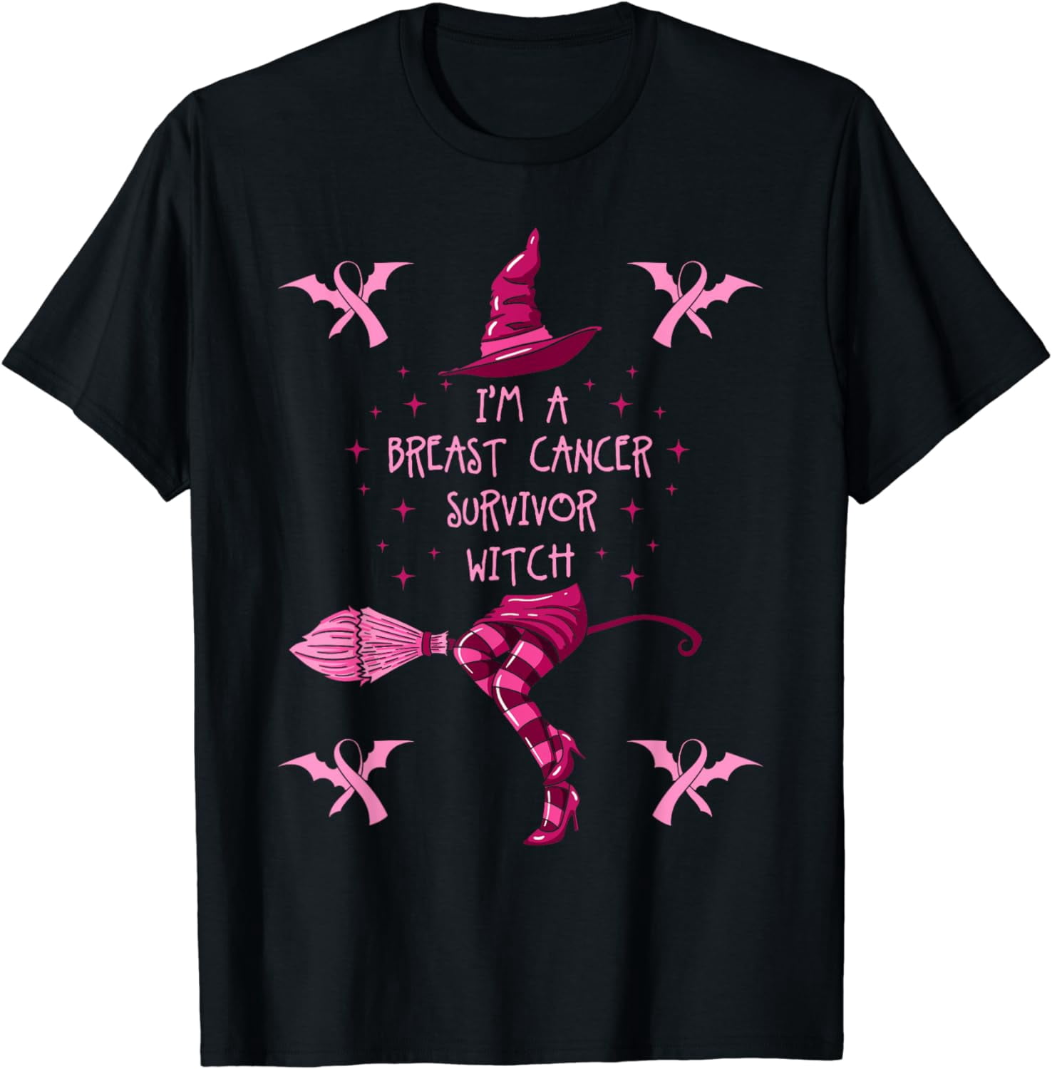 Breast Cancer Halloween Party Witch Pink Ribbon Survivor T Shirt