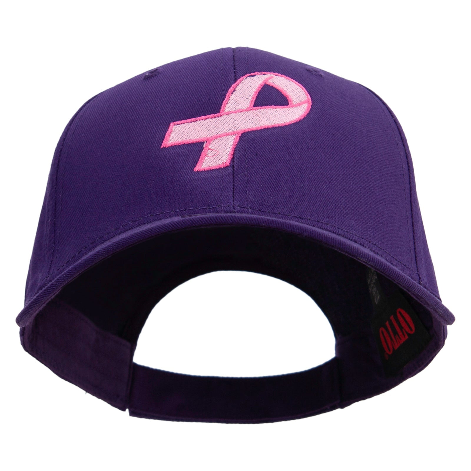 Breast Cancer Hot Pink Ribbon Embroidered 5 Panel Cap - Purple OSFM ...