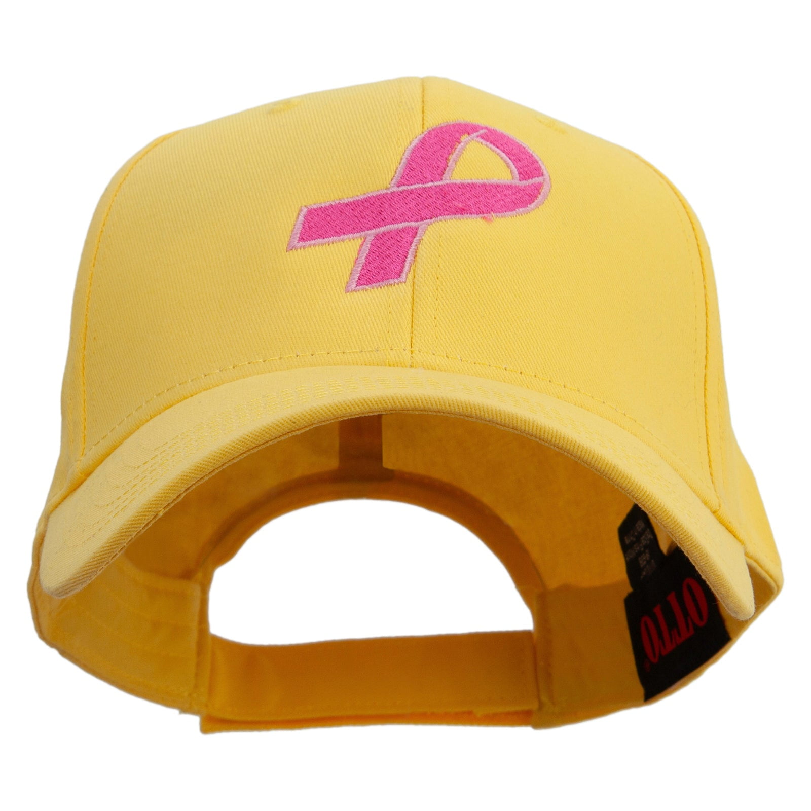 Breast Cancer Hot Pink Ribbon Embroidered 5 Panel Cap - Yellow OSFM ...