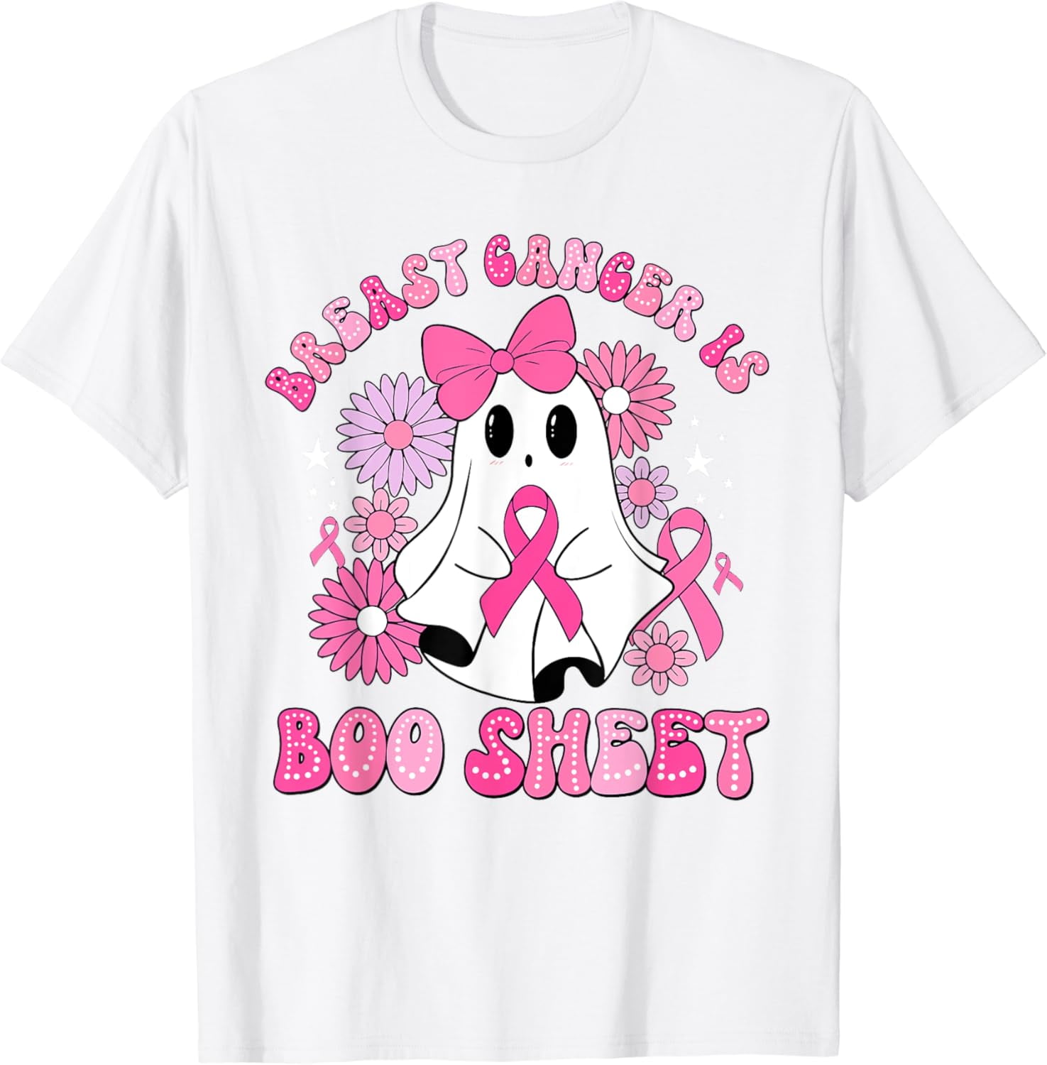 Breast Cancer Is Boo Sheet Funny Ghost Halloween Pink Ribbon T-Shirt ...