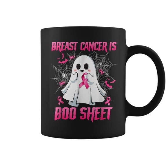 Breast Cancer Is Boo Sheet Ghost Halloween Awareness Groovy Coffee Mugs ...