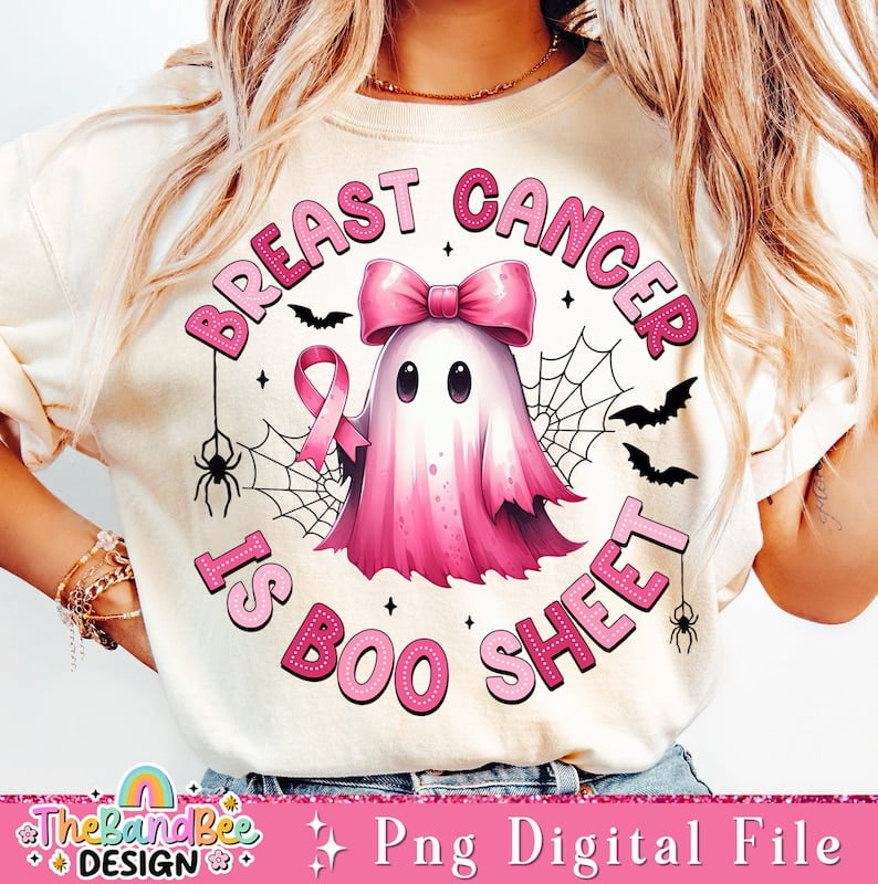 Breast Cancer Is Boo Sheet T-Shirt – Retro Halloween Ghost Design ...