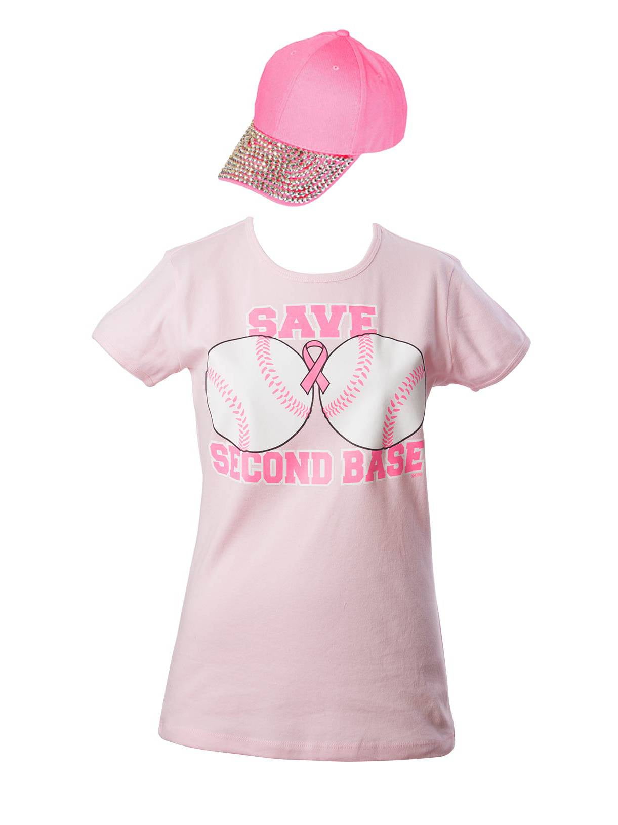 Breast Cancer Kit - Save Second Base T-Shirt + Baseball Cap - Medium ...