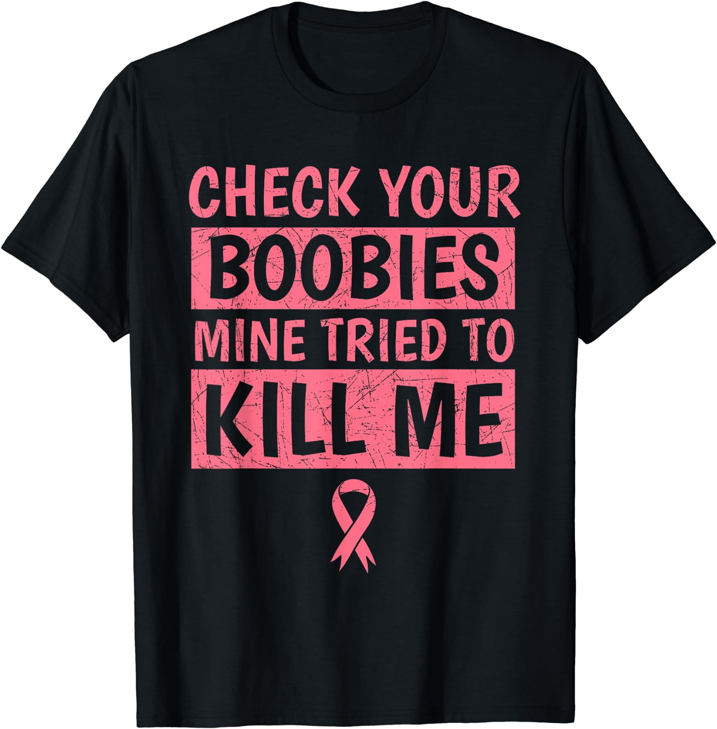 Breast Cancer Pink Awareness Ribbon Disease Chemotherapy T-Shirt ...