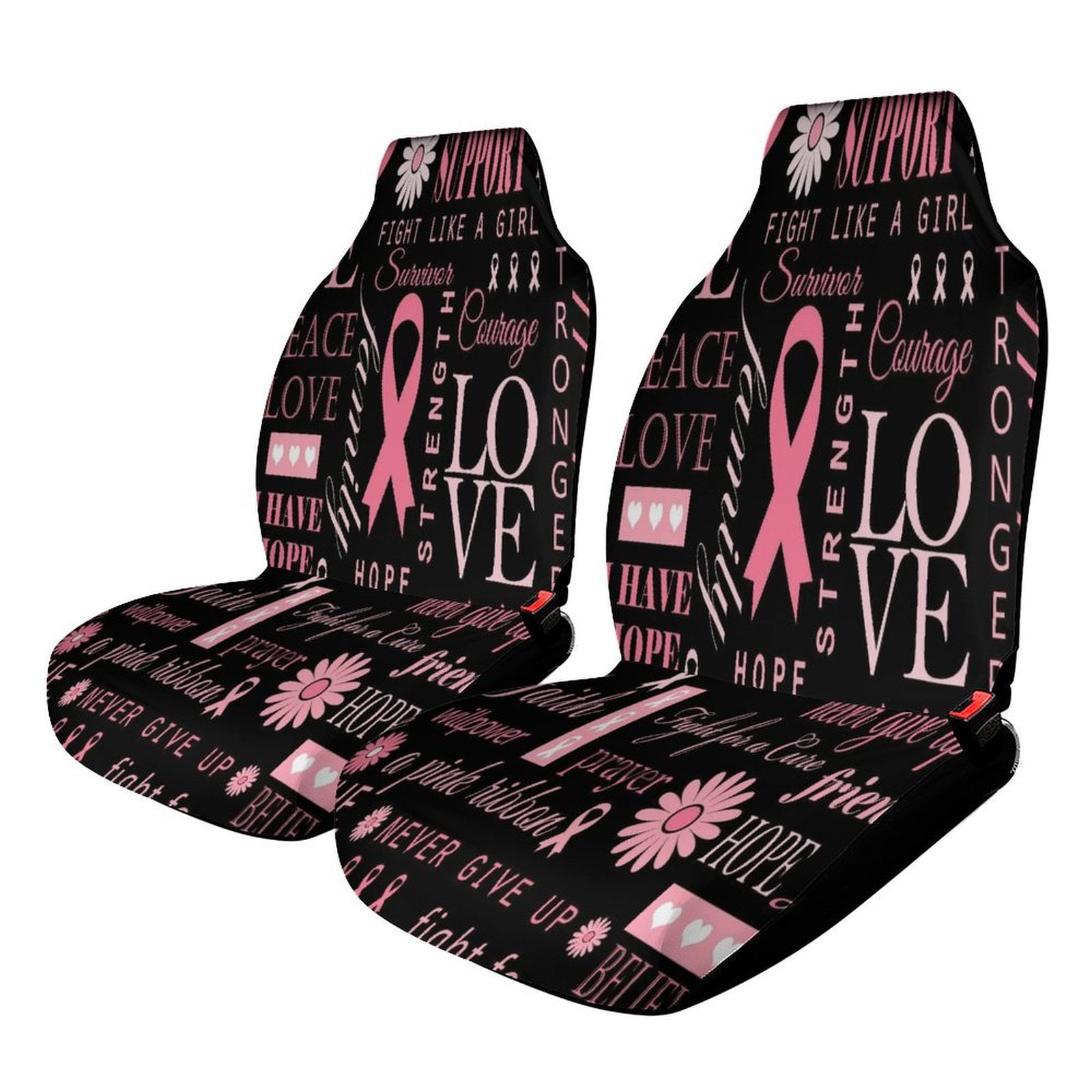 Breast Cancer Pink Ribbon Car Seat Covers Front Seats Universal Fit for ...