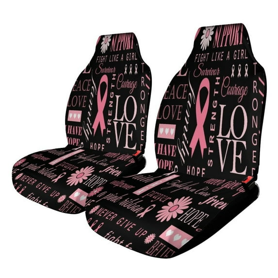 Breast Cancer Pink Ribbon Car Seat Covers Front Seats Universal Fit for ...