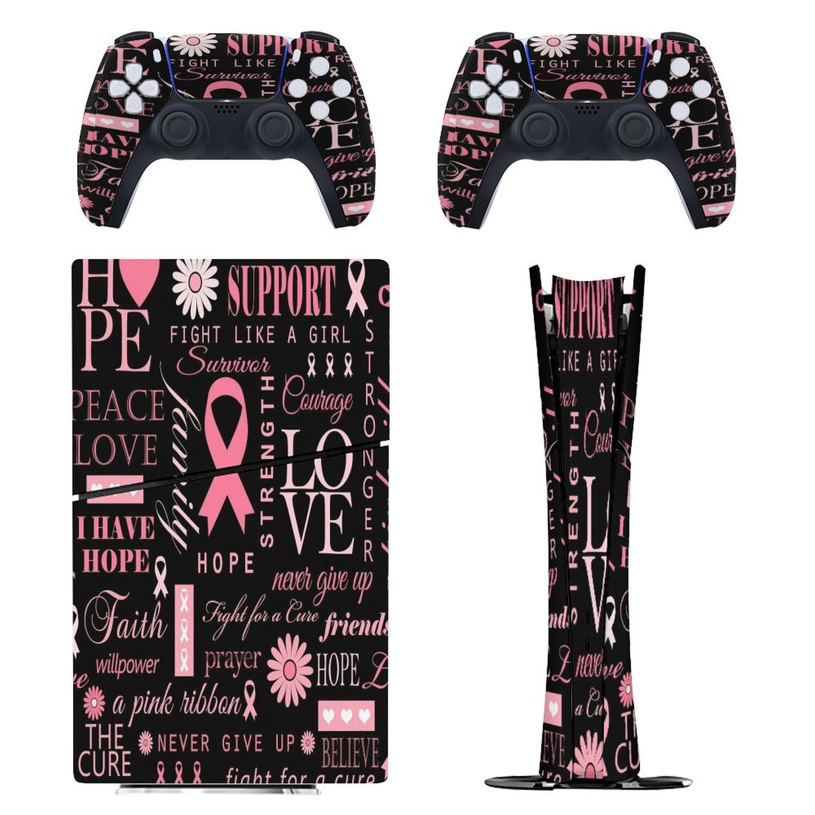 Breast Cancer Pink Ribbon PS5/PS5 Pro/PS5 Slim Digital Disc Skin ...