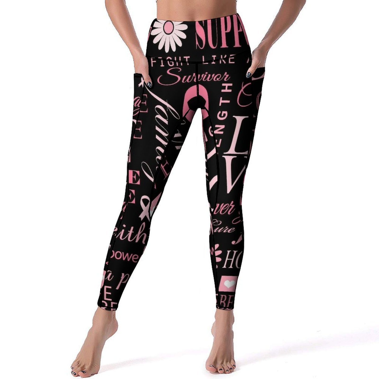 Breast Cancer Pink Ribbon Pants Leggings for Fitness Fitness Woman ...