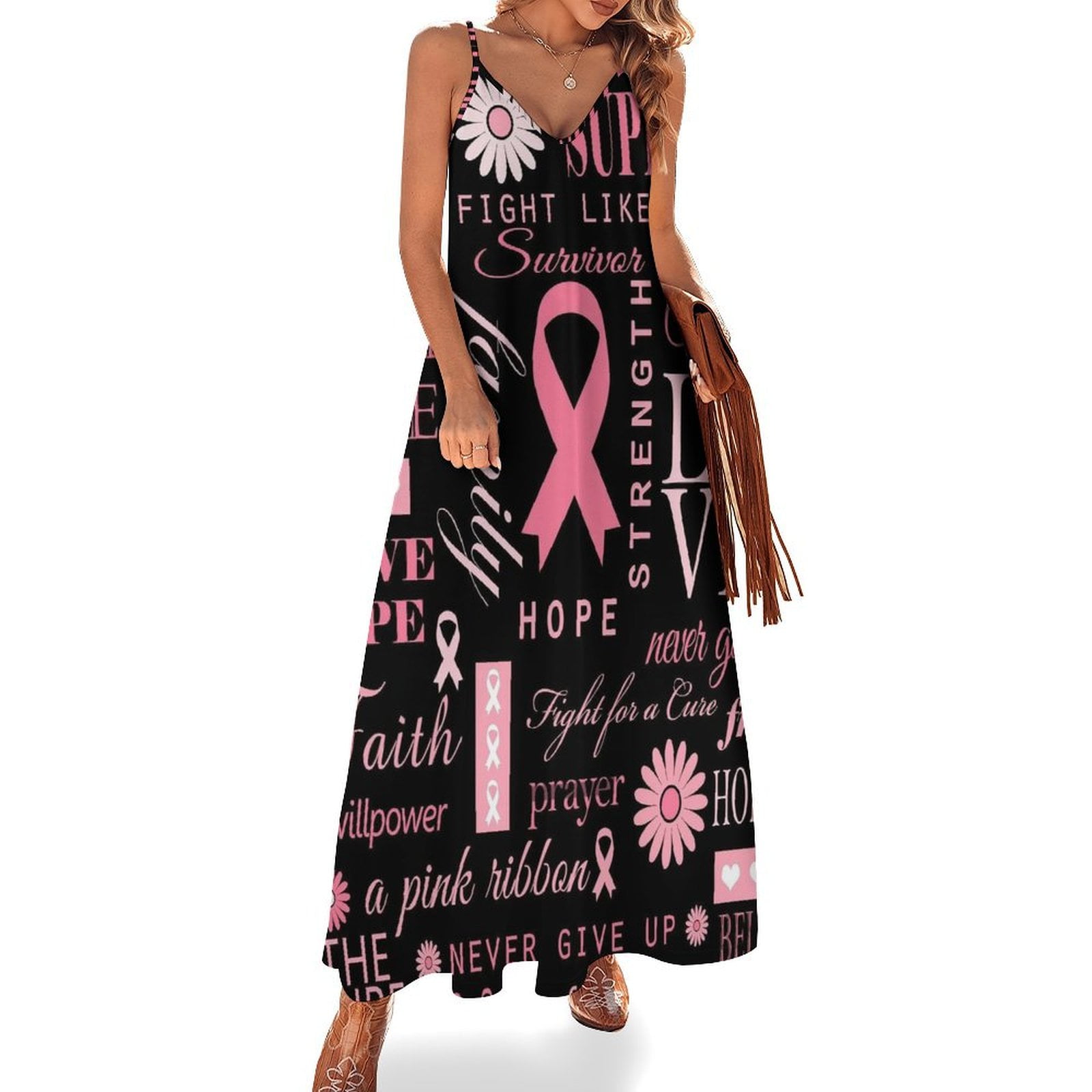 Breast Cancer Pink Ribbon Sleeveless Dress loose women's dress cocktail ...