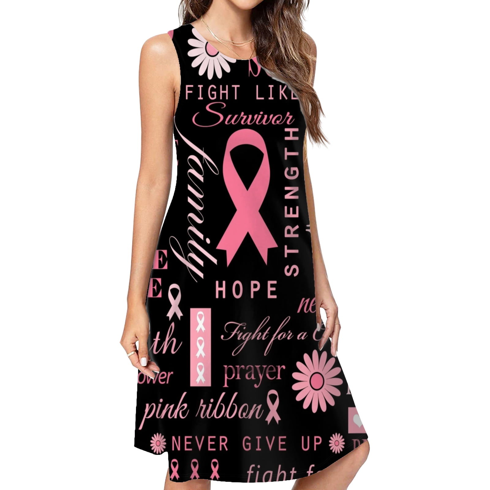 Breast Cancer Pink Ribbon Spring Summer Dresses For Women Fashion Dress ...