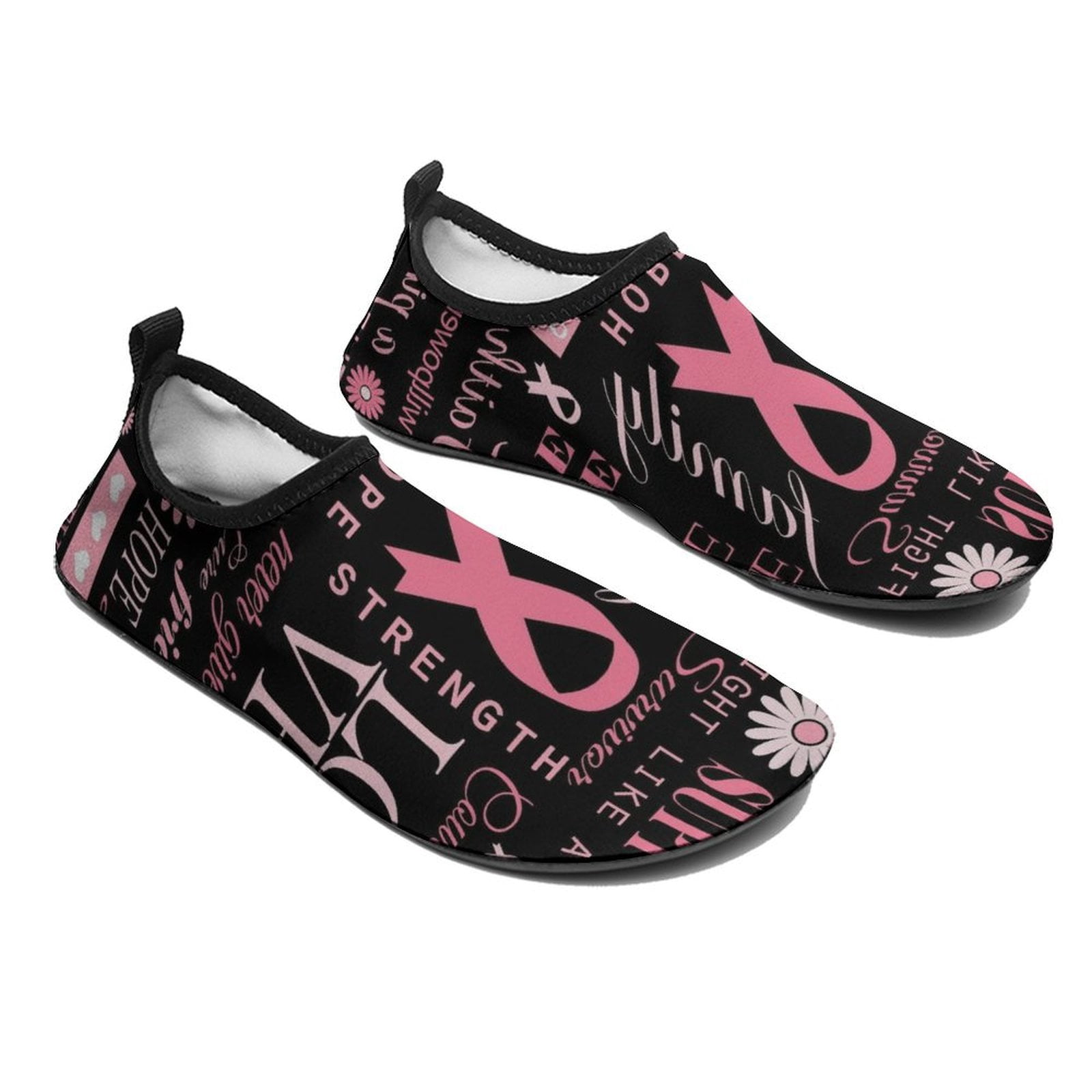 Breast Cancer Pink Ribbon Water Shoes Beach Slip-on Shoes for Men Women ...