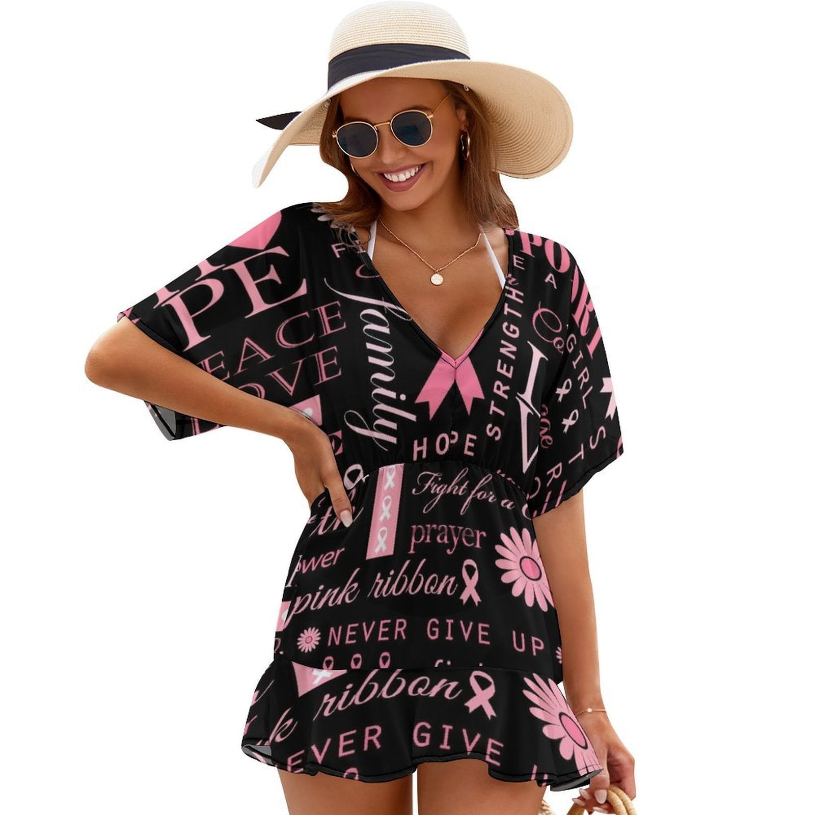 Breast Cancer Pink Ribbon Women's Luxury Party Dress Evening Dresses ...