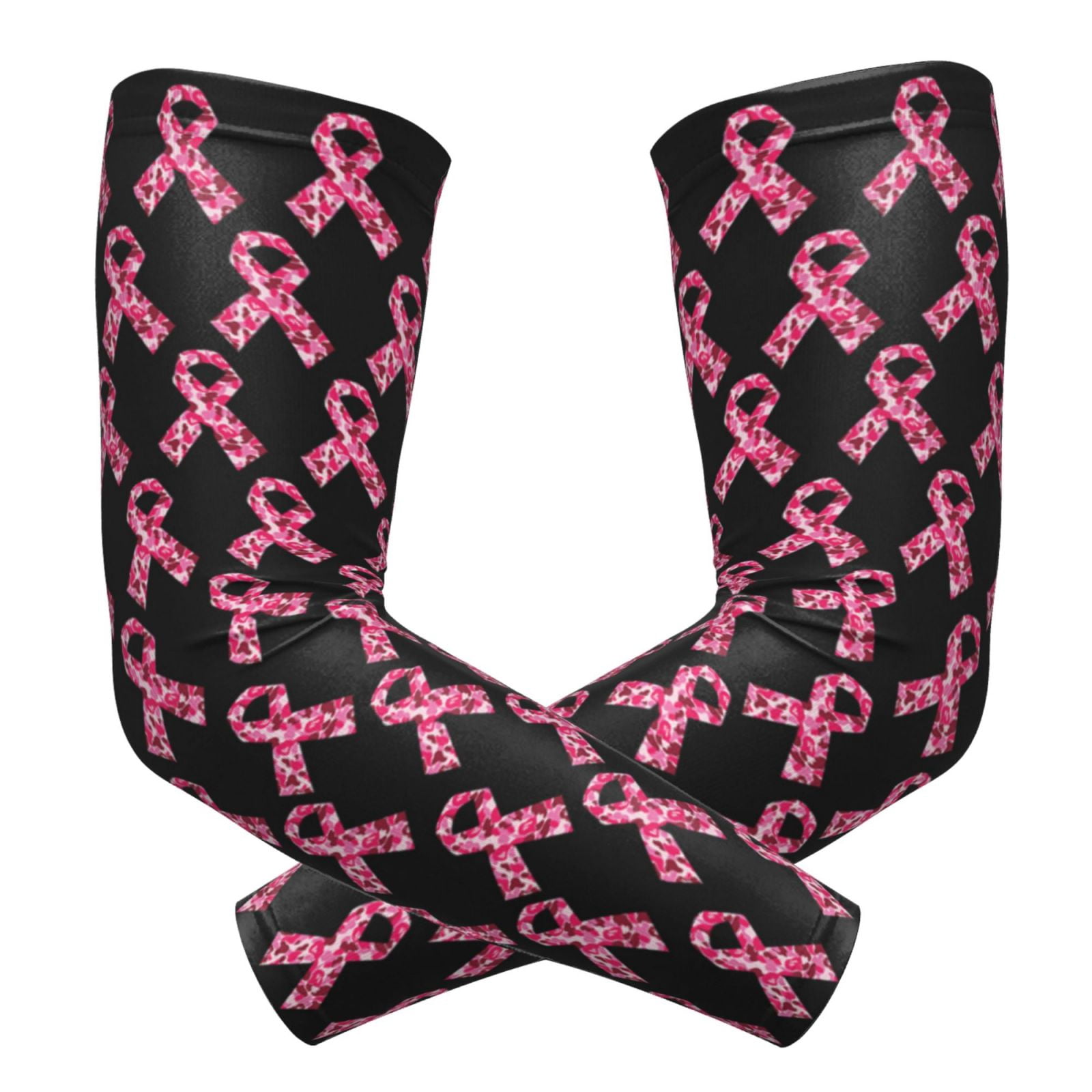 Breast Cancer Ribbon Pattern Arm Sleeves For Men Women Compression ...
