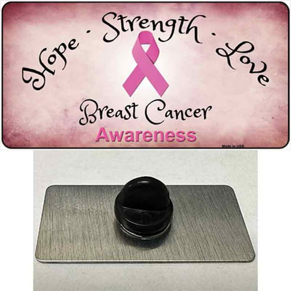Breast Cancer Ribbon Pink Novelty Metal Hat Pin 1.5" x 0.75" Hat Pin ...