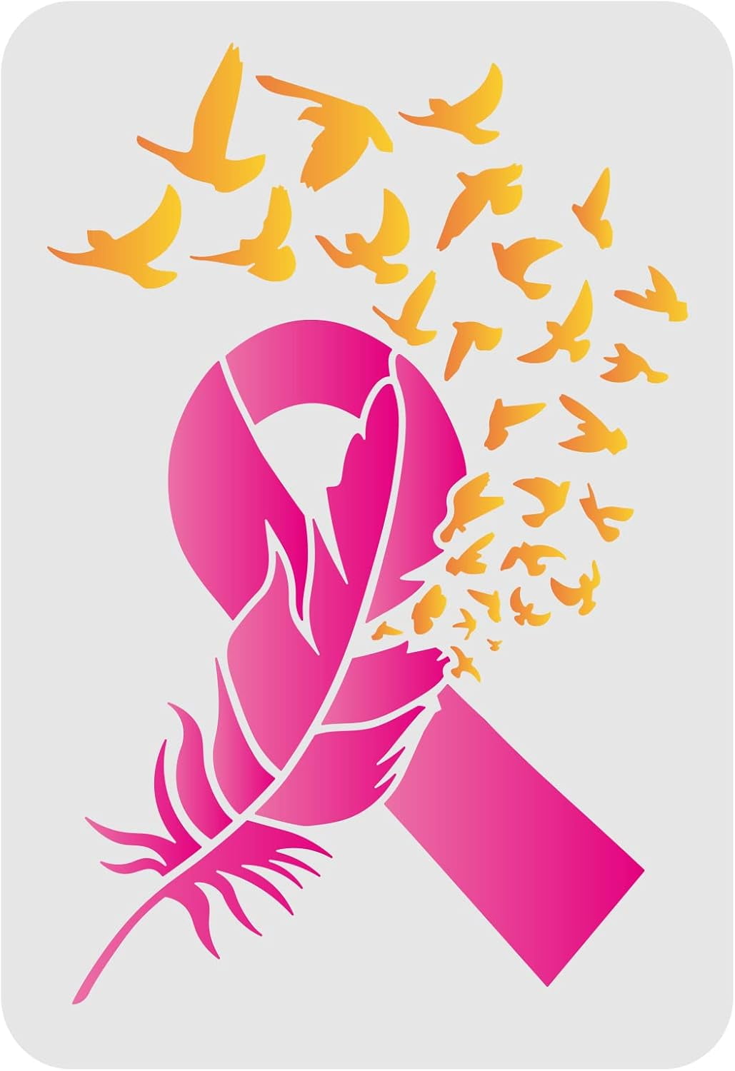 Breast Cancer Ribbon Stencil 11.7x8.3 inch Feather Stencil Plastic ...