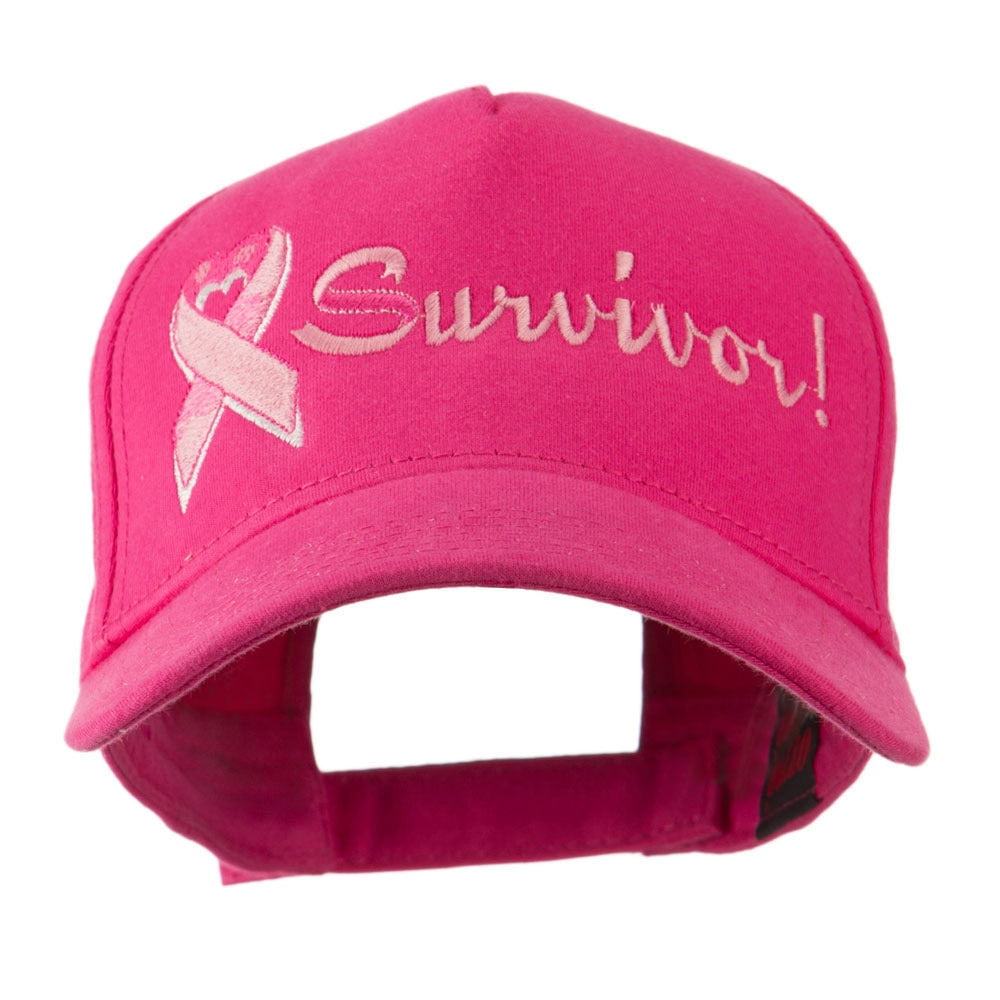 Breast Cancer Ribbon Survivor Embroidery Cap - Hot Pink OSFM - Walmart.com