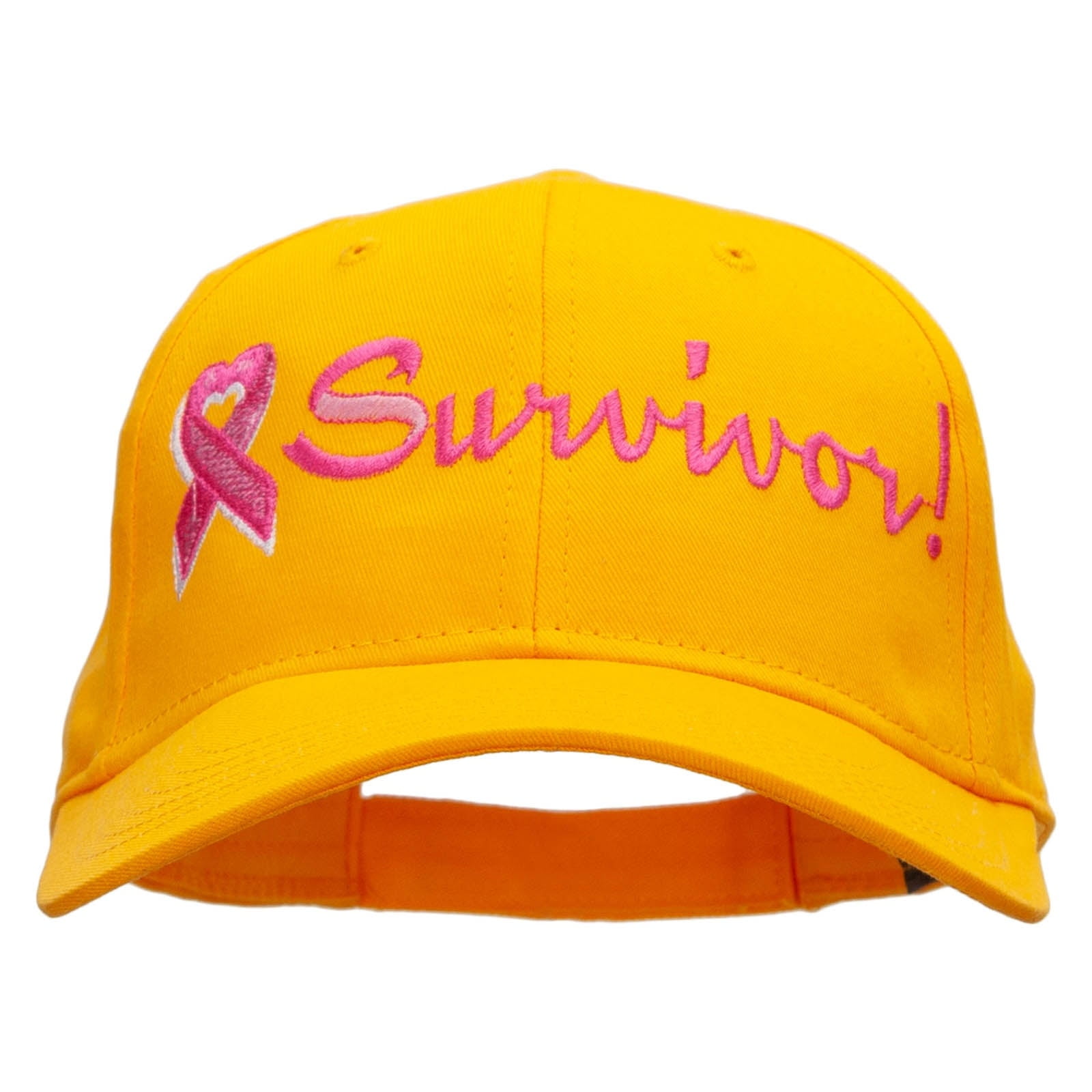 Breast Cancer Ribbon Survivor Embroidery Cap - Yellow OSFM - Walmart.com