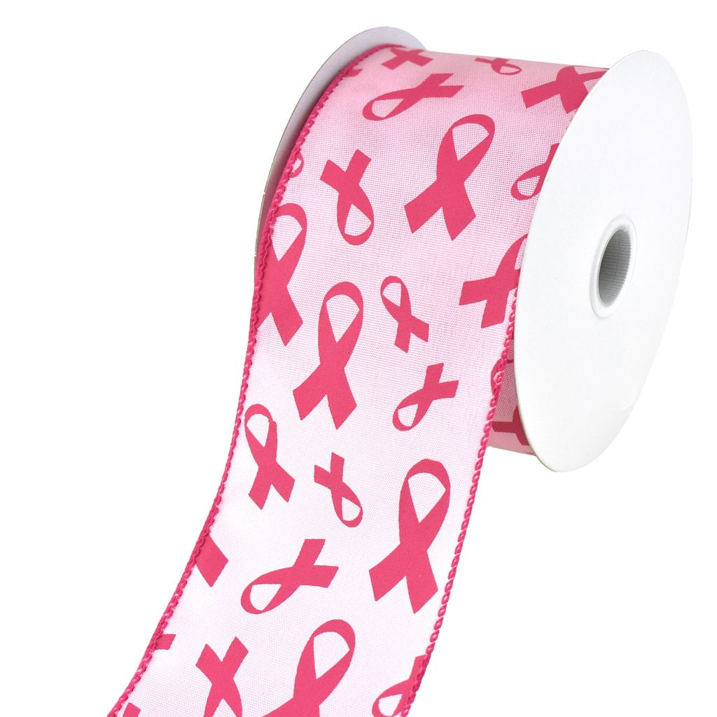 Breast Cancer Ribbon Symbols Wired Ribbon, 2-1/2-Inch, 10-Yard ...