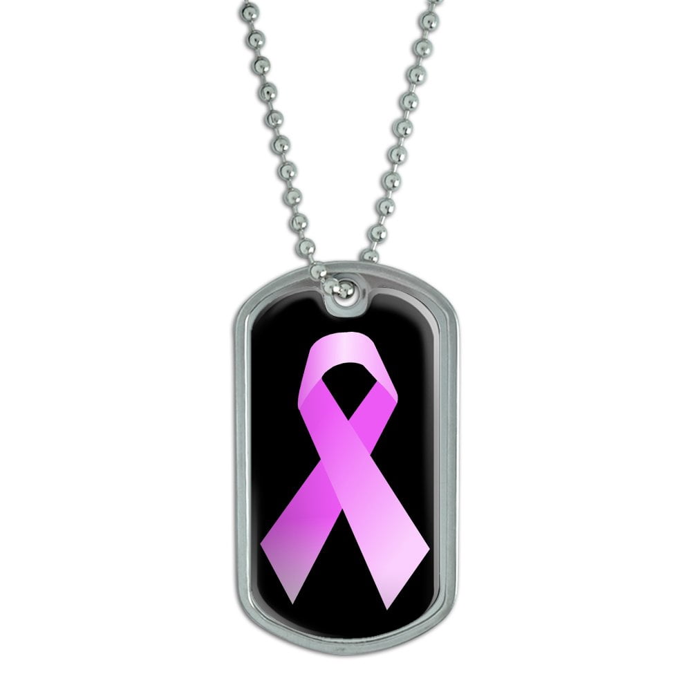 Breast Cancer Ribbon on Black Dog Tag - Walmart.com
