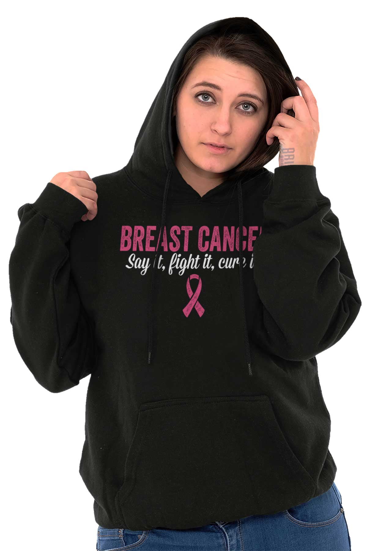 Breast Cancer Say It Fight It Cure It Women Plus Size Graphic Pullover ...