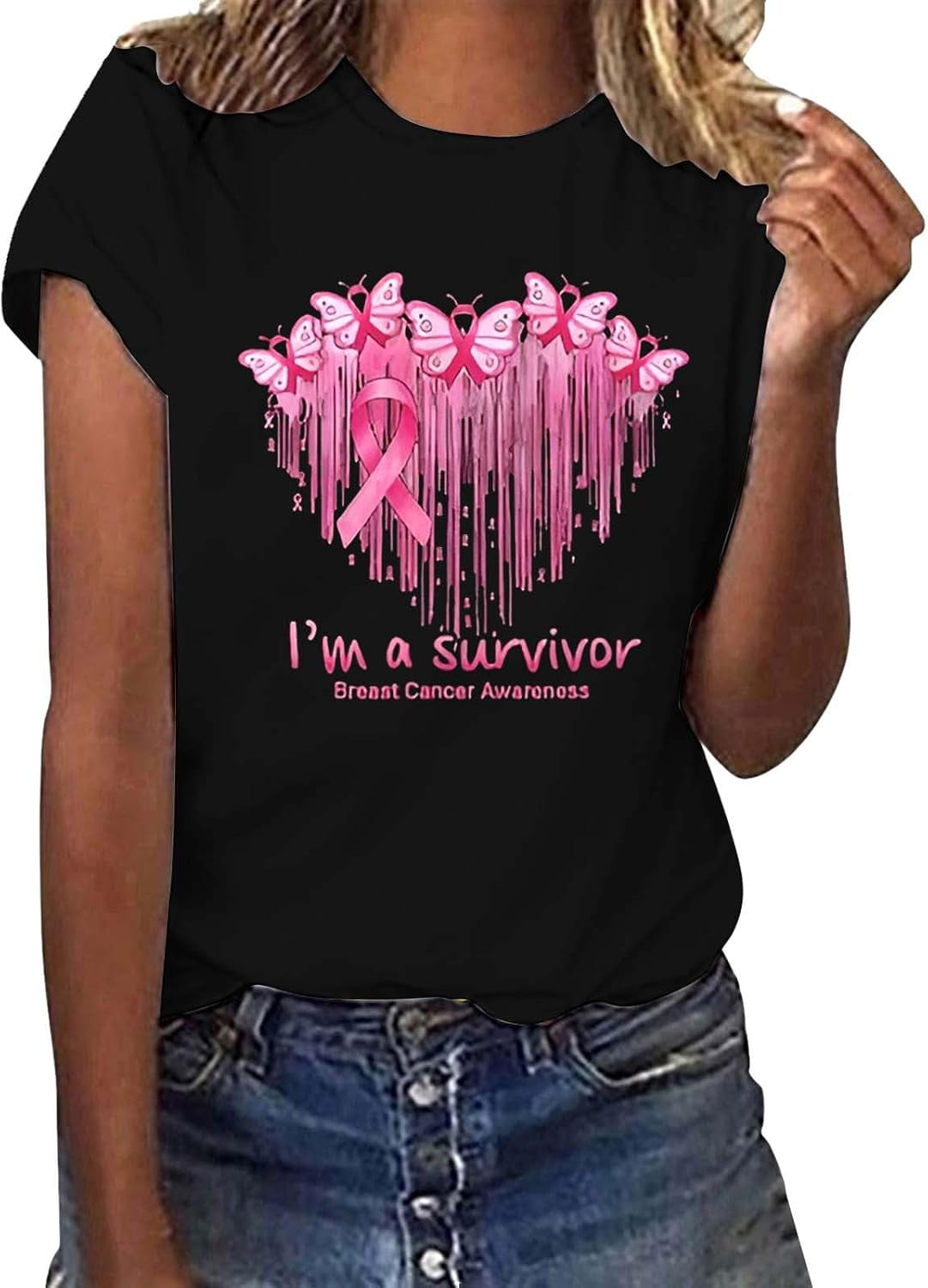 Breast Cancer Shirt Women Pink Ribbon Awareness T-Shirt Breast Cancer Survivor We Fight Together ...