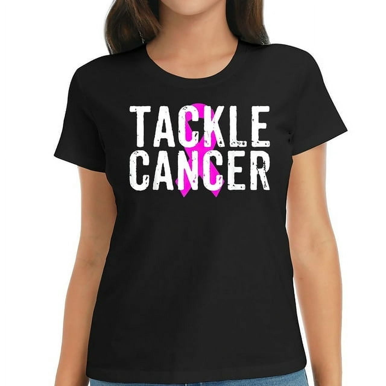 Breast Cancer Shirts For Women Tackle Cancer Awareness T-Shirt Black ...