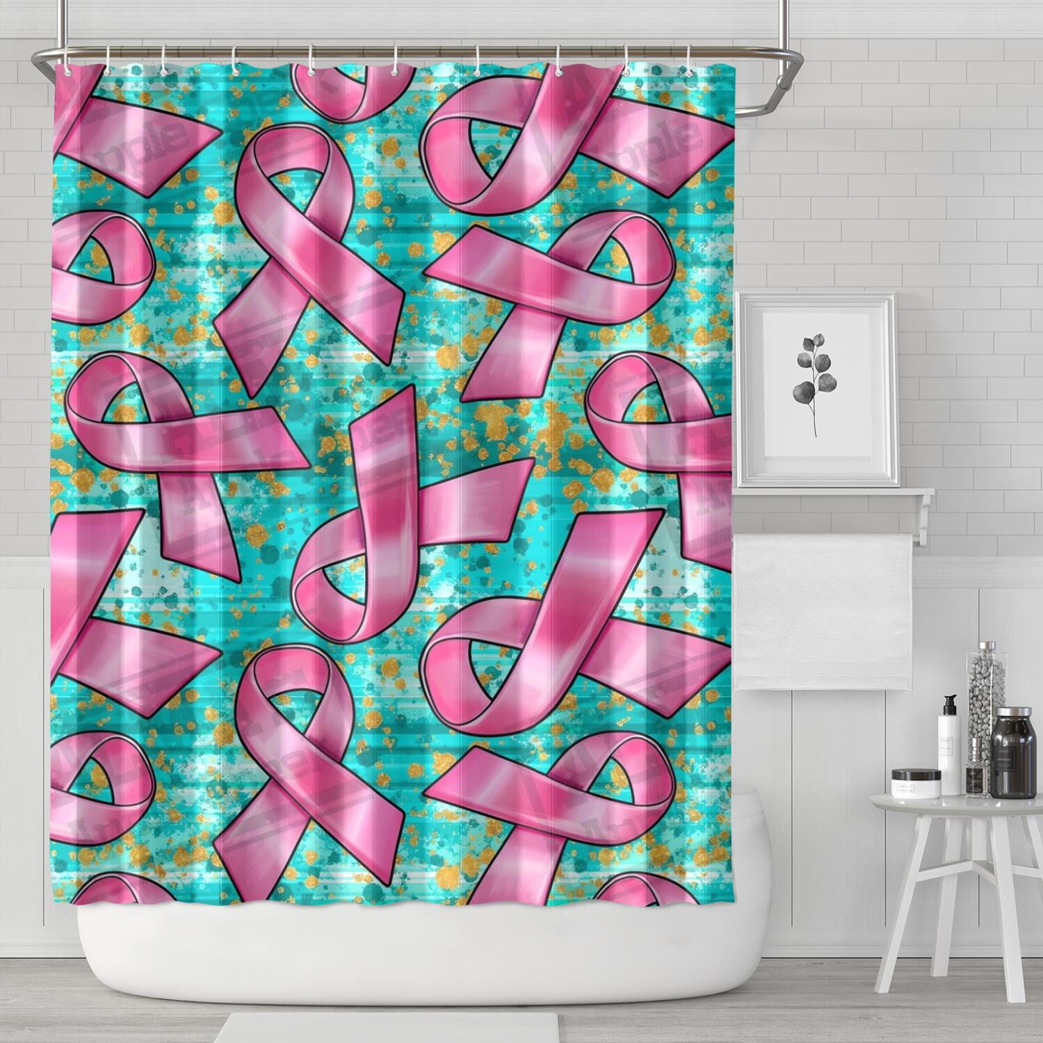 Breast Cancer Shower Curtain 84"x72" ,Bathroom Decorative Shower ...