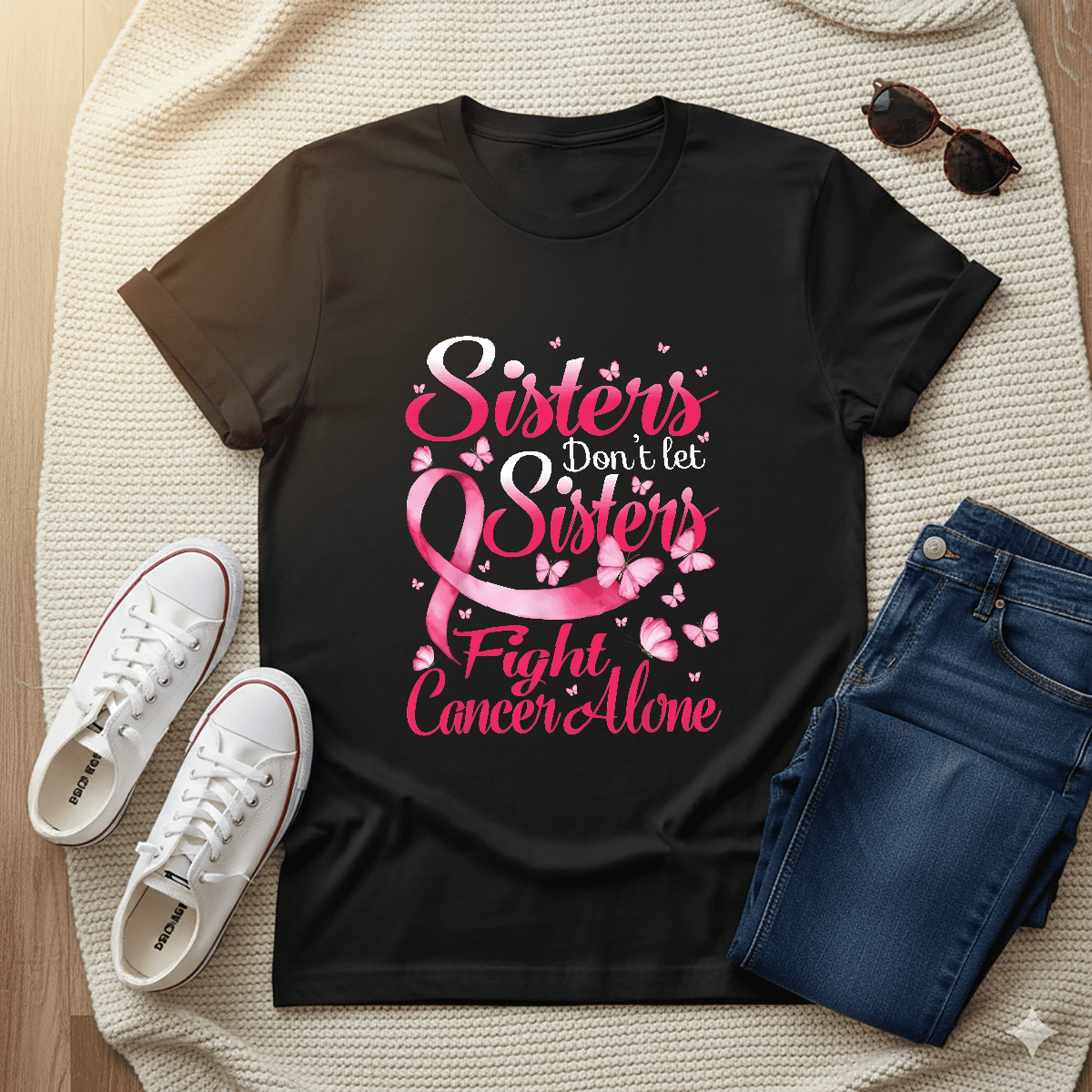 Breast Cancer Sisters Do Not Let Sisters Fight Alone Support Unisex T ...