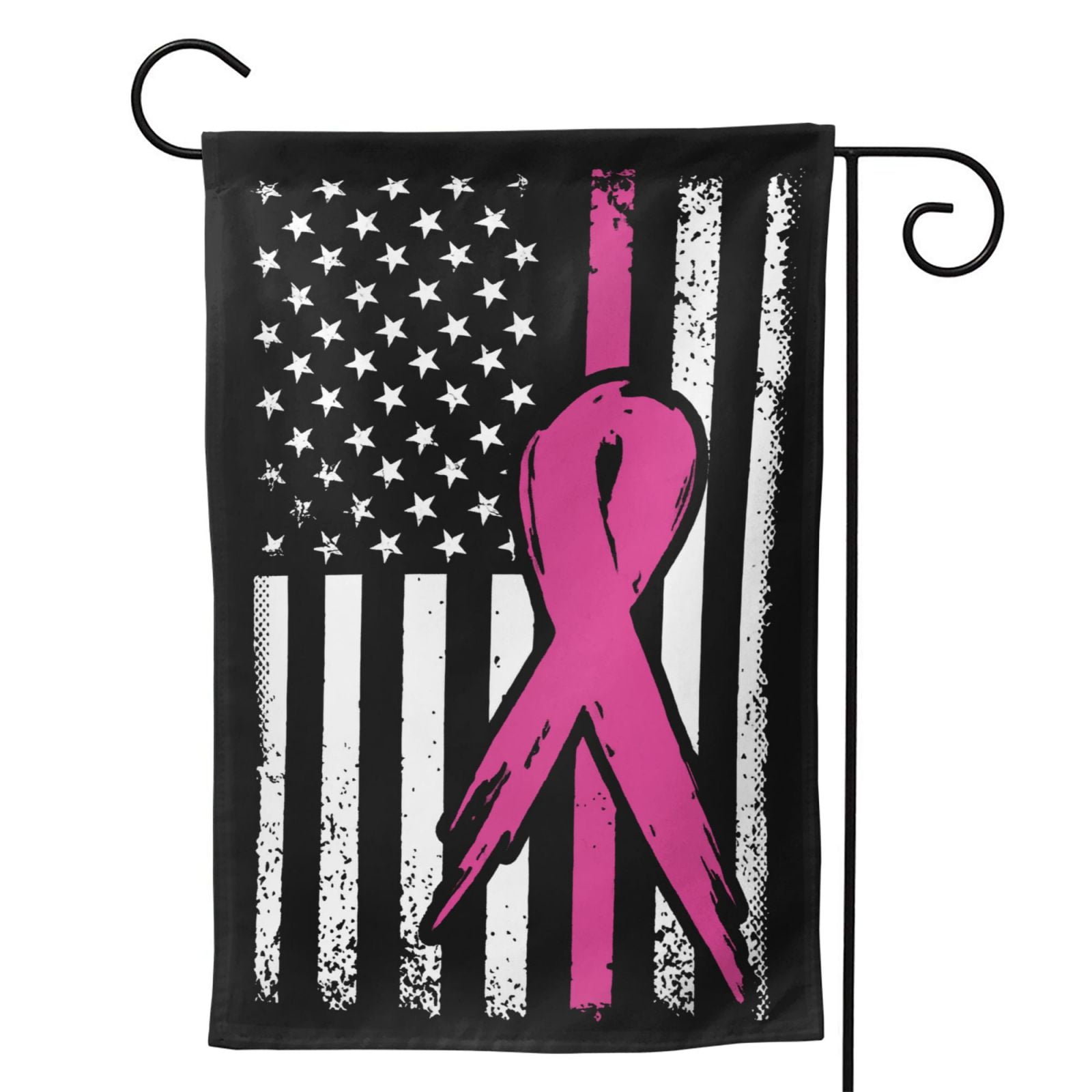 Breast Cancer Support Pink Ribbon American Flag Garden Flag 28"X40 ...