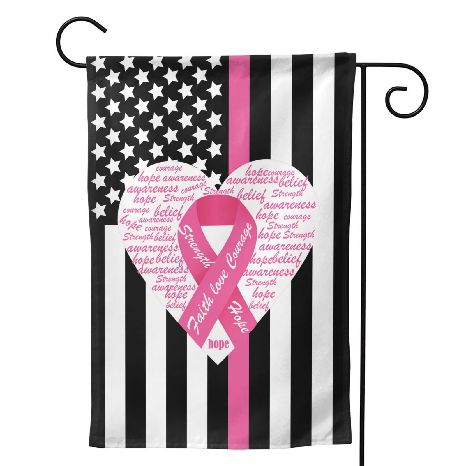 Breast Cancer Support Pink Ribbon American Flag Garden Flag 28"X40" Outdoor Indoor Garden Decor ...